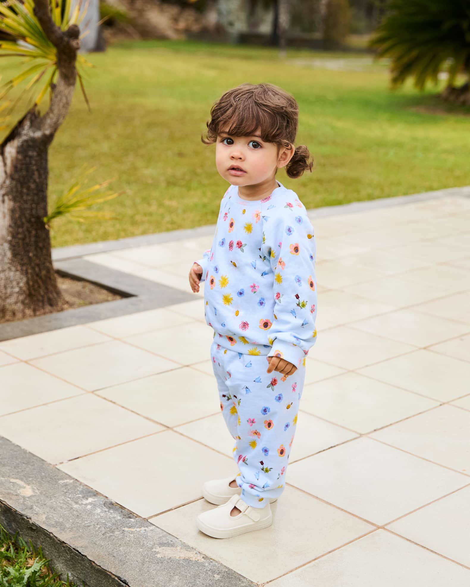 Girl's Floral-Print Sweat Set | Neiman Marcus