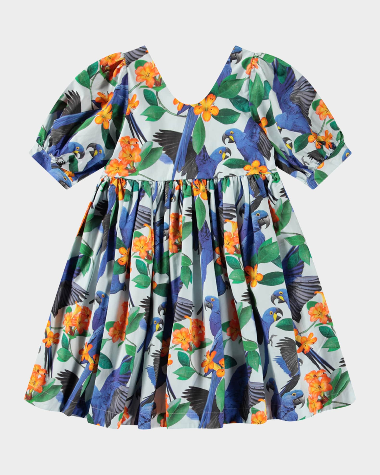 Molo Girl's Camilo Tropical-Print Dress, Size 3T-6 | Neiman Marcus