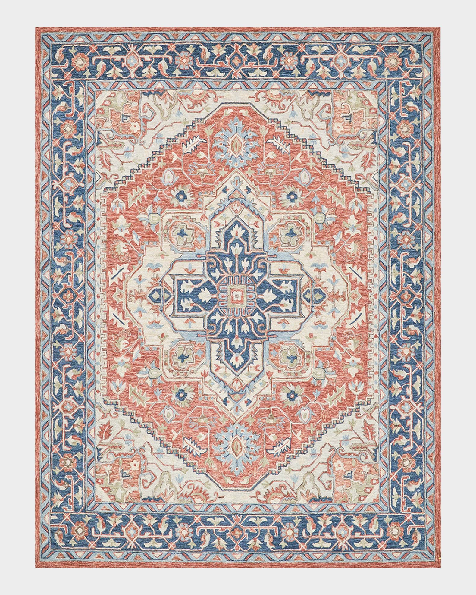 Exquisite Rugs Richmond Serapi Hand-Tufted Red/Blue Rug, 8' x 10 ...