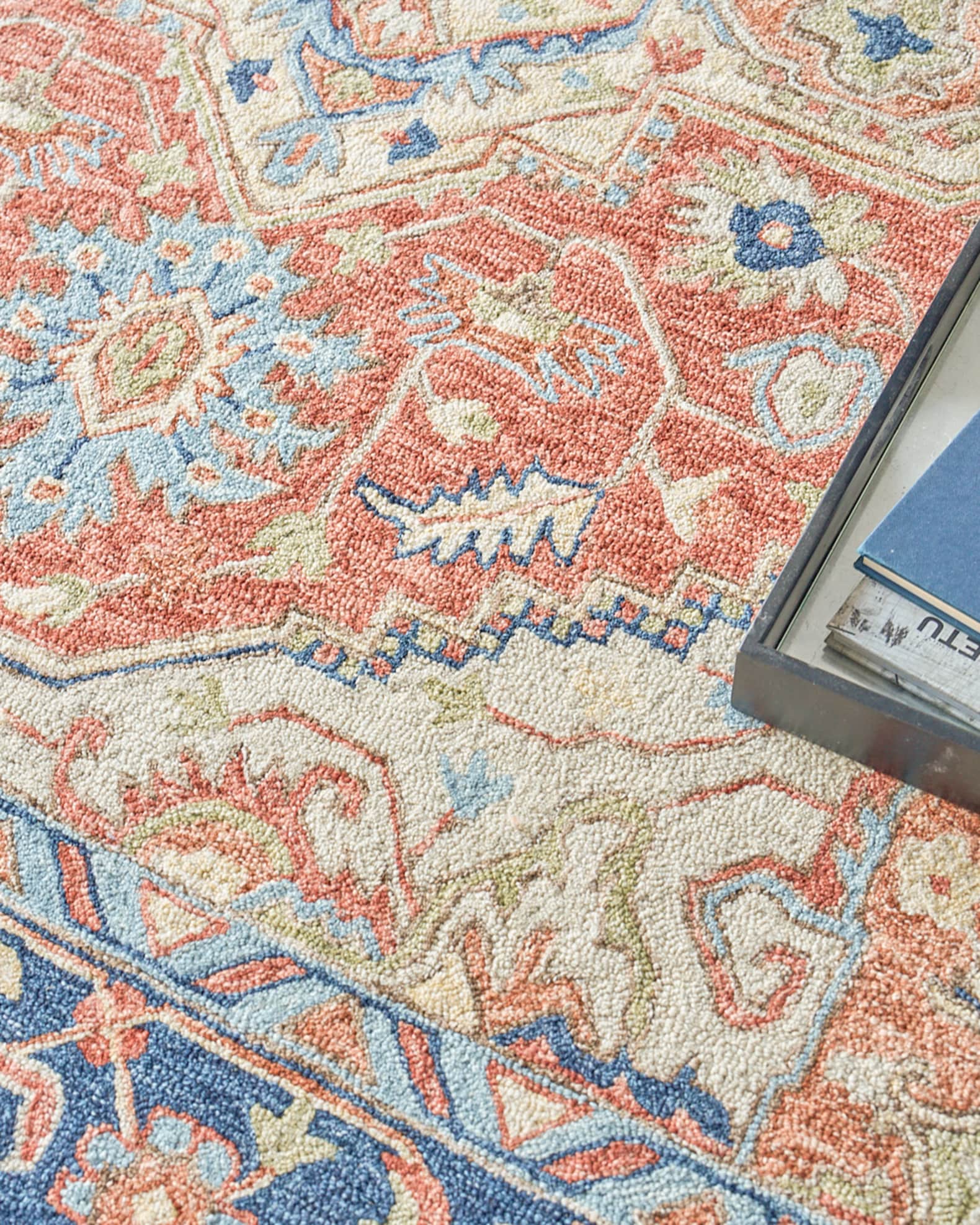 Exquisite Rugs Richmond Serapi Hand-Tufted Red/Blue Rug, 10' x 14 ...