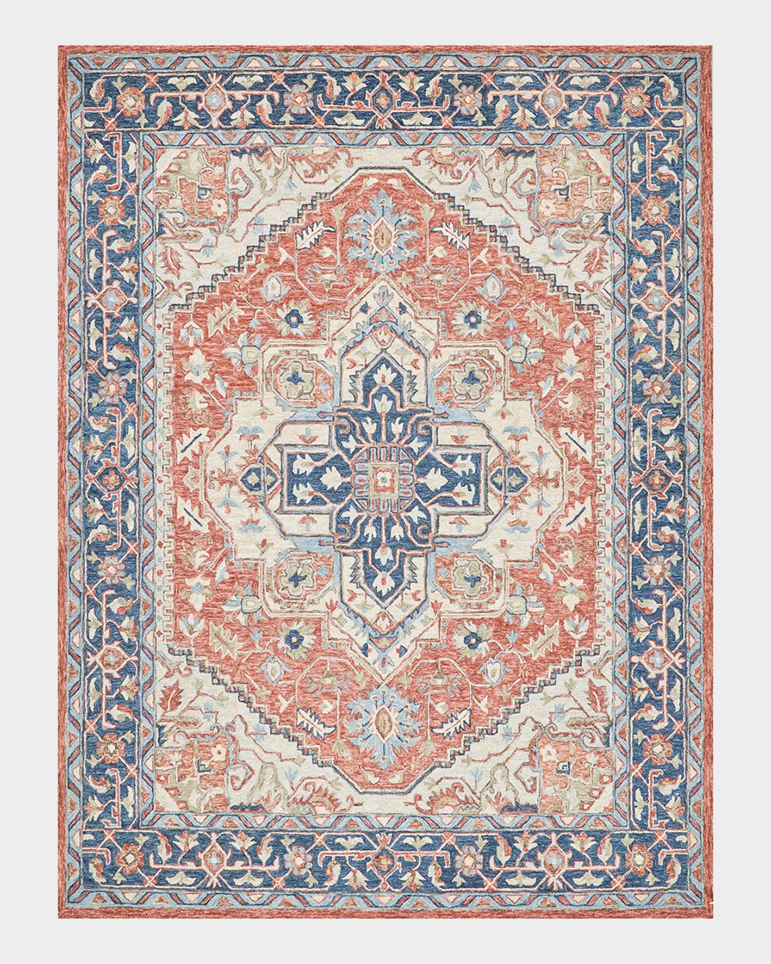 Richmond Serapi Hand-Tufted Red/Blue Rug Collection | Neiman Marcus