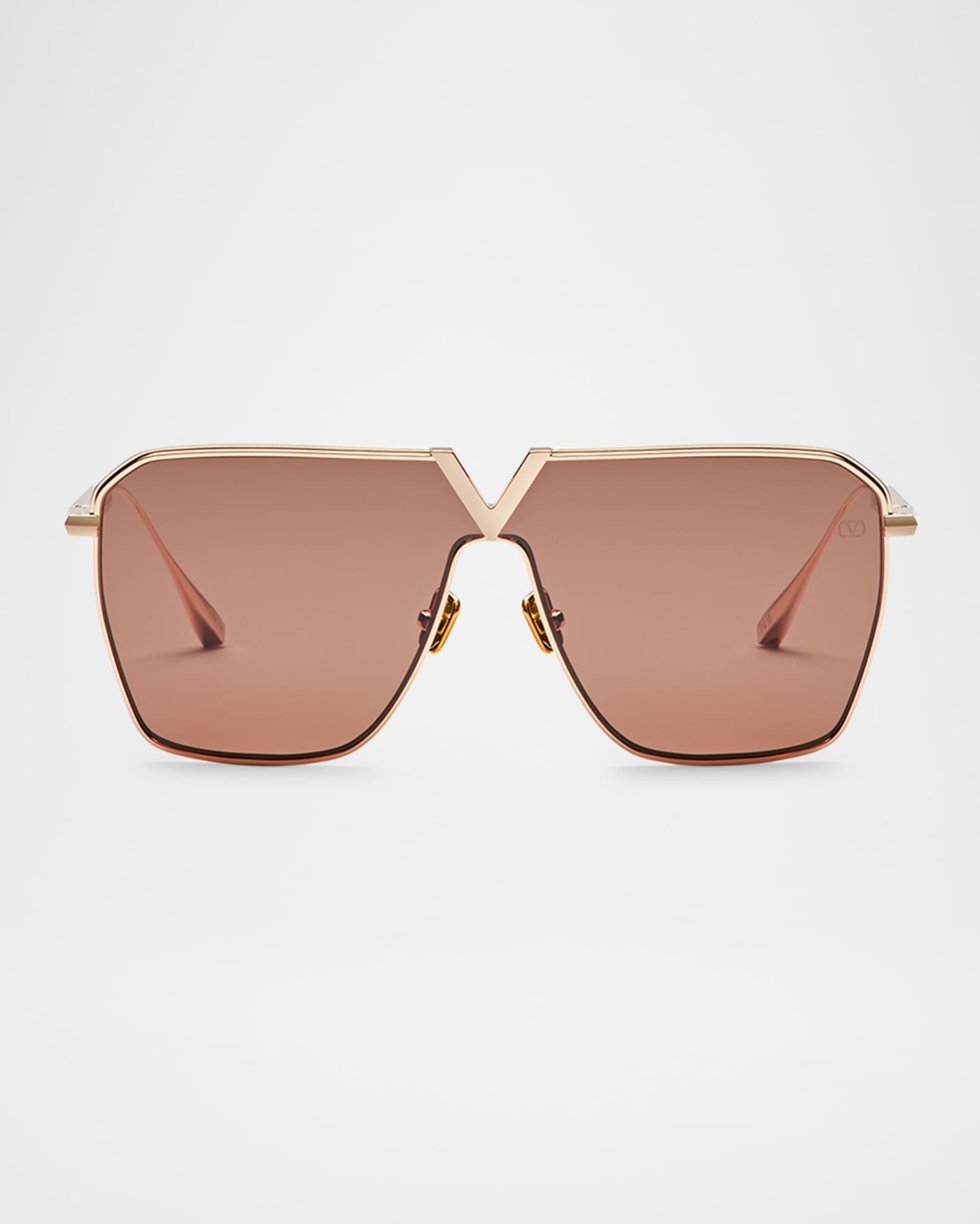 Valentino Garavani V-Goldshield Titanium Square Sunglasses | Neiman Marcus
