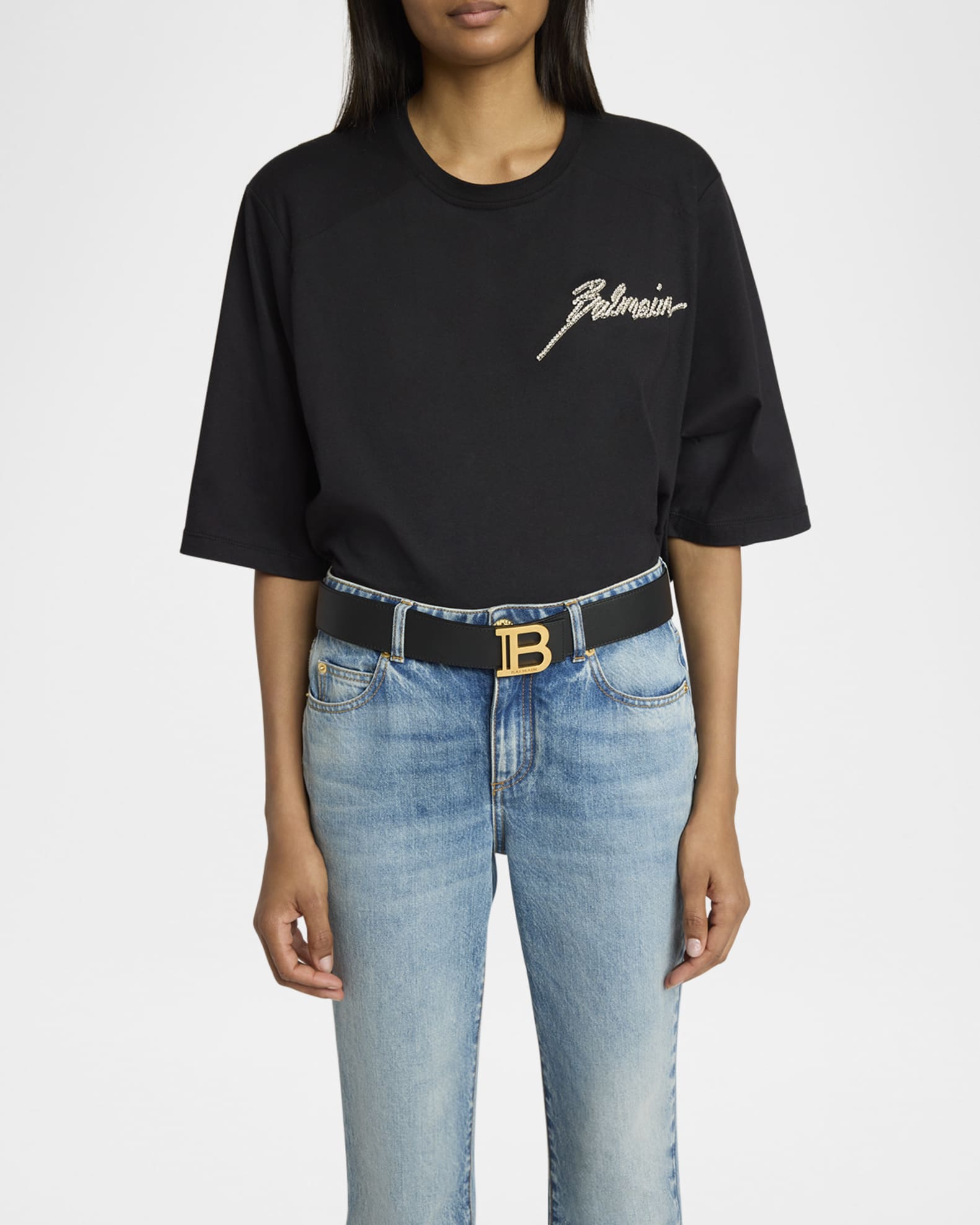 Balmain B-Logo Medium Leather Belt | Neiman Marcus