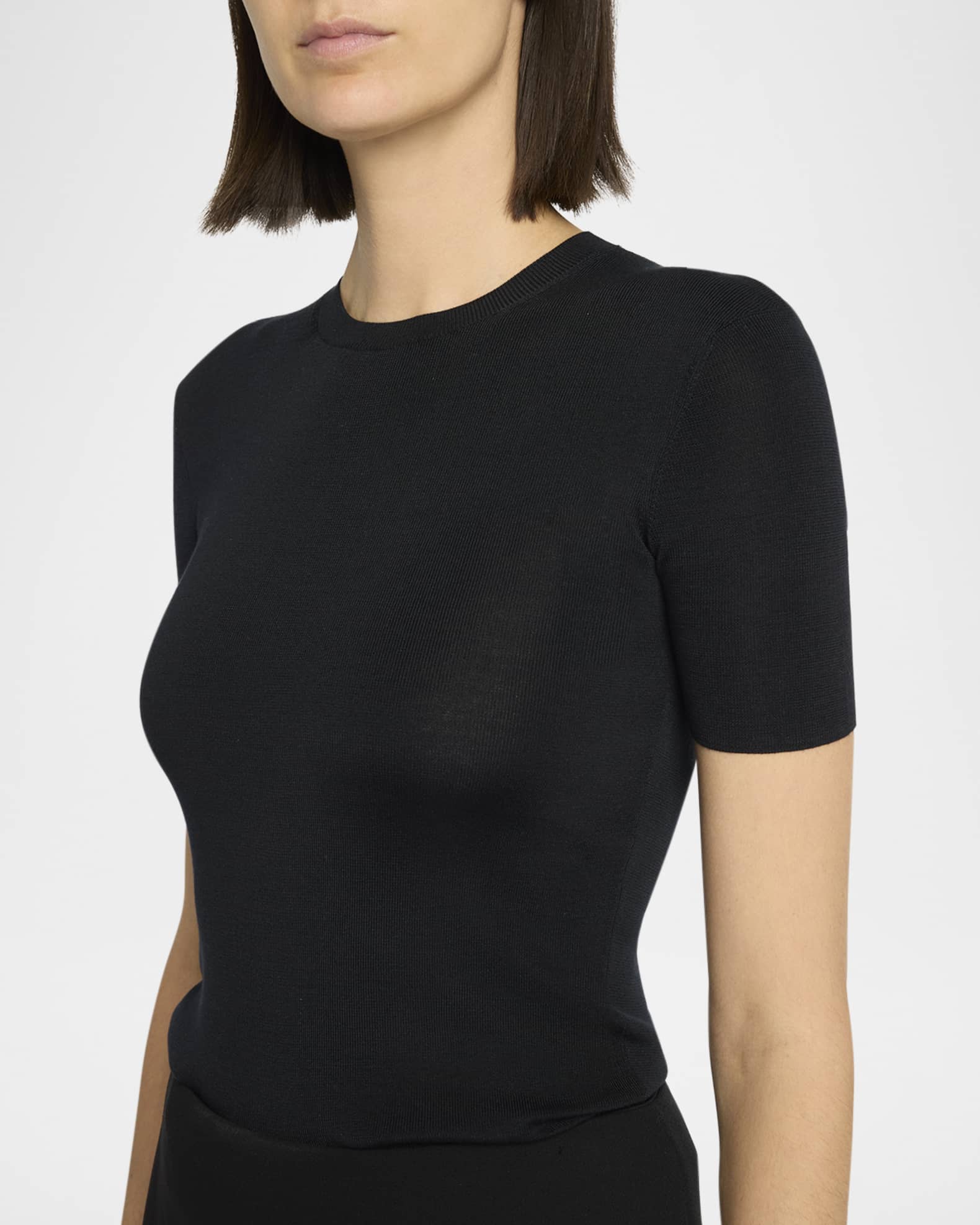 THE ROW Jannat Classic Fitted Silk Knit Top | Neiman Marcus