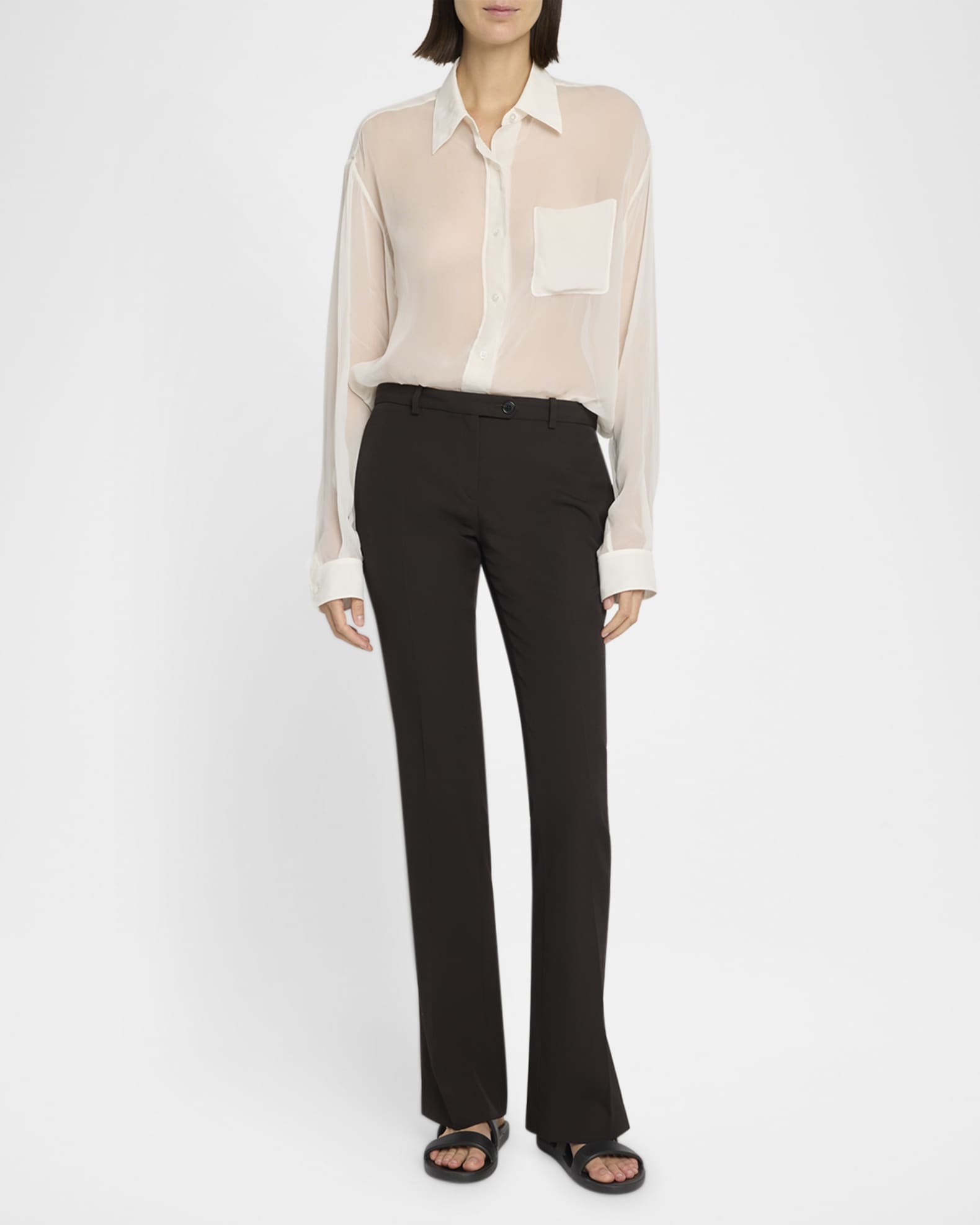 THE ROW Nesson Sheer Oversized Shirt | Neiman Marcus