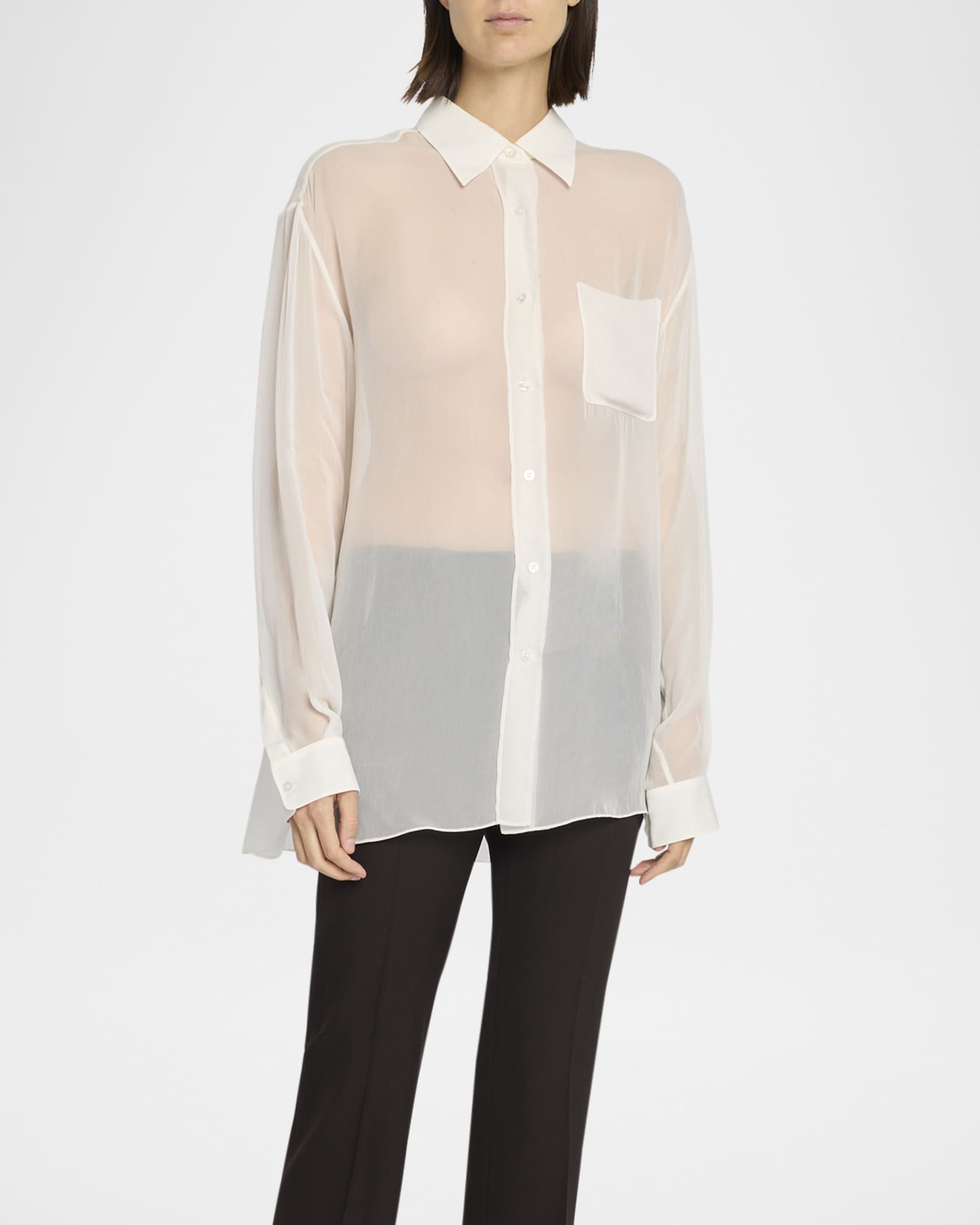 THE ROW Nesson Sheer Oversized Shirt | Neiman Marcus