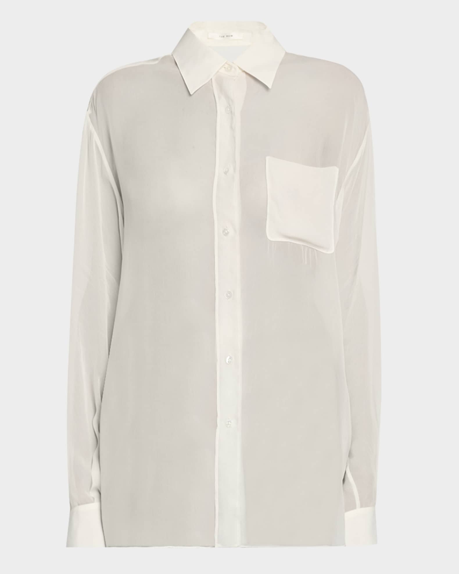 THE ROW Nesson Sheer Oversized Shirt | Neiman Marcus