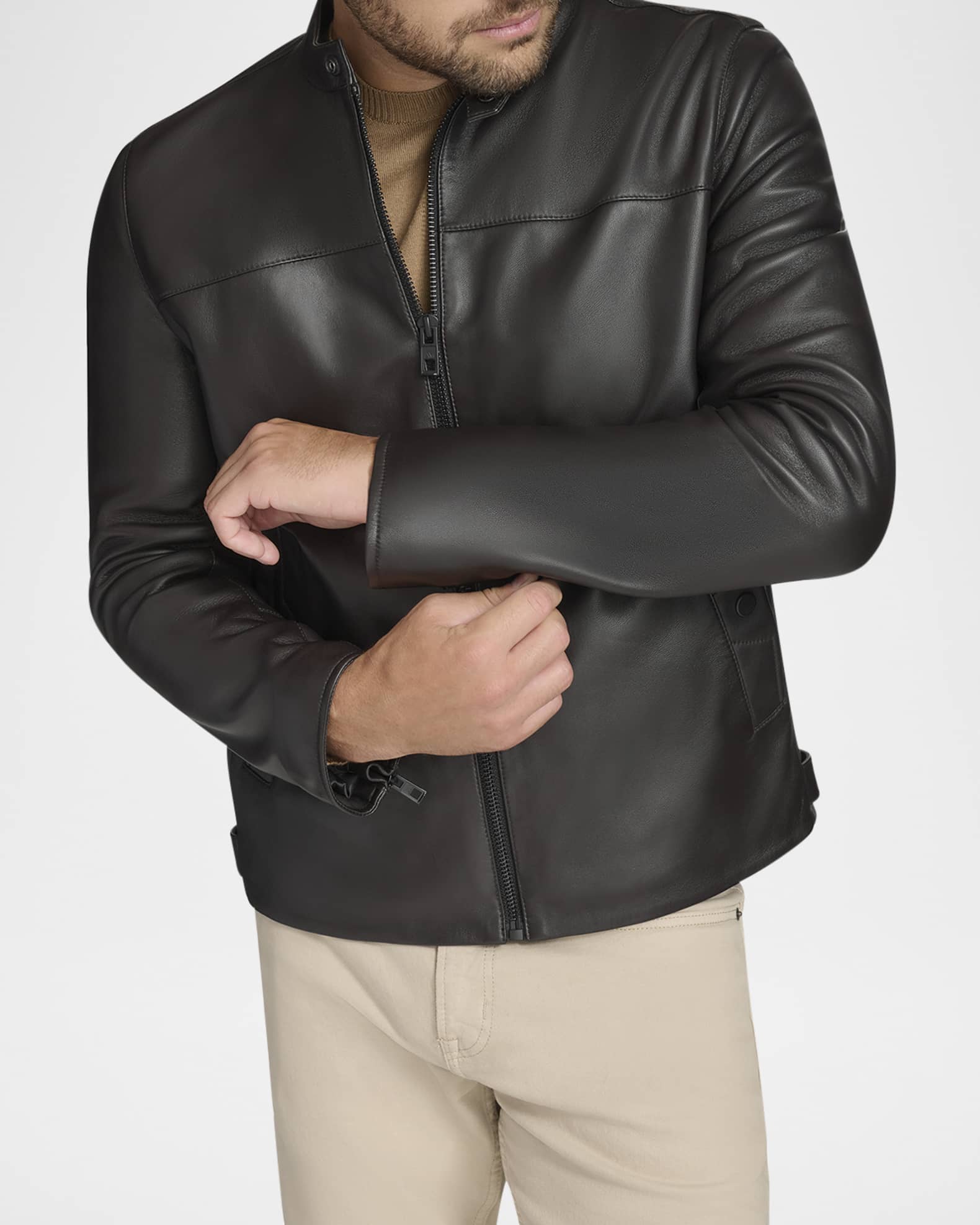 Andrew Marc Men's Leather Racer Jacket | Neiman Marcus