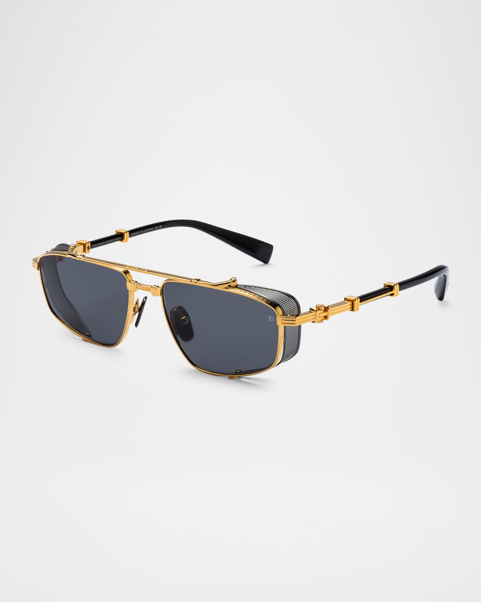 Balmain Brigade V Aviator Titanium Sunglasses Neiman Marcus