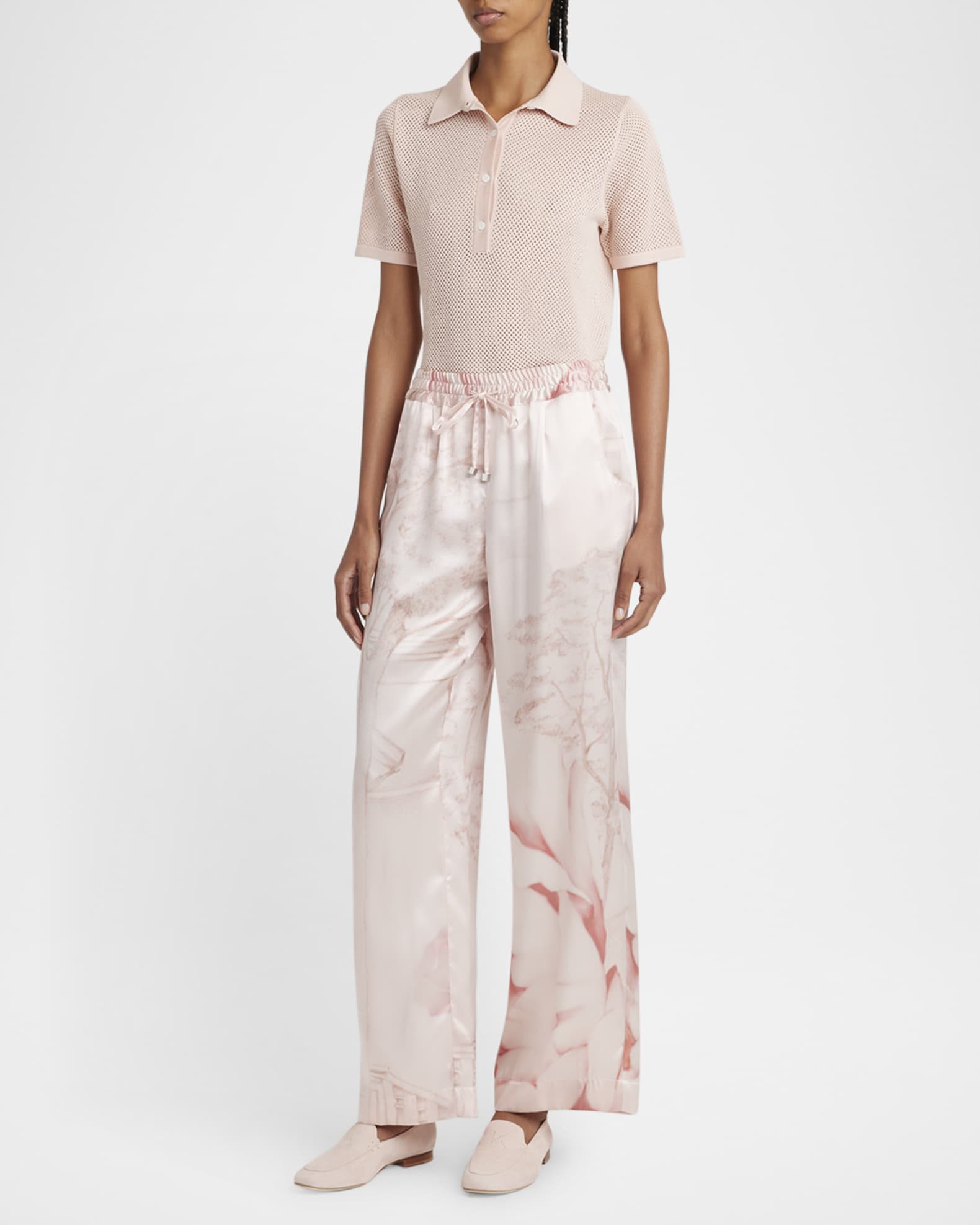 Kiton Wide-Leg Silk Drawstring Pants | Neiman Marcus