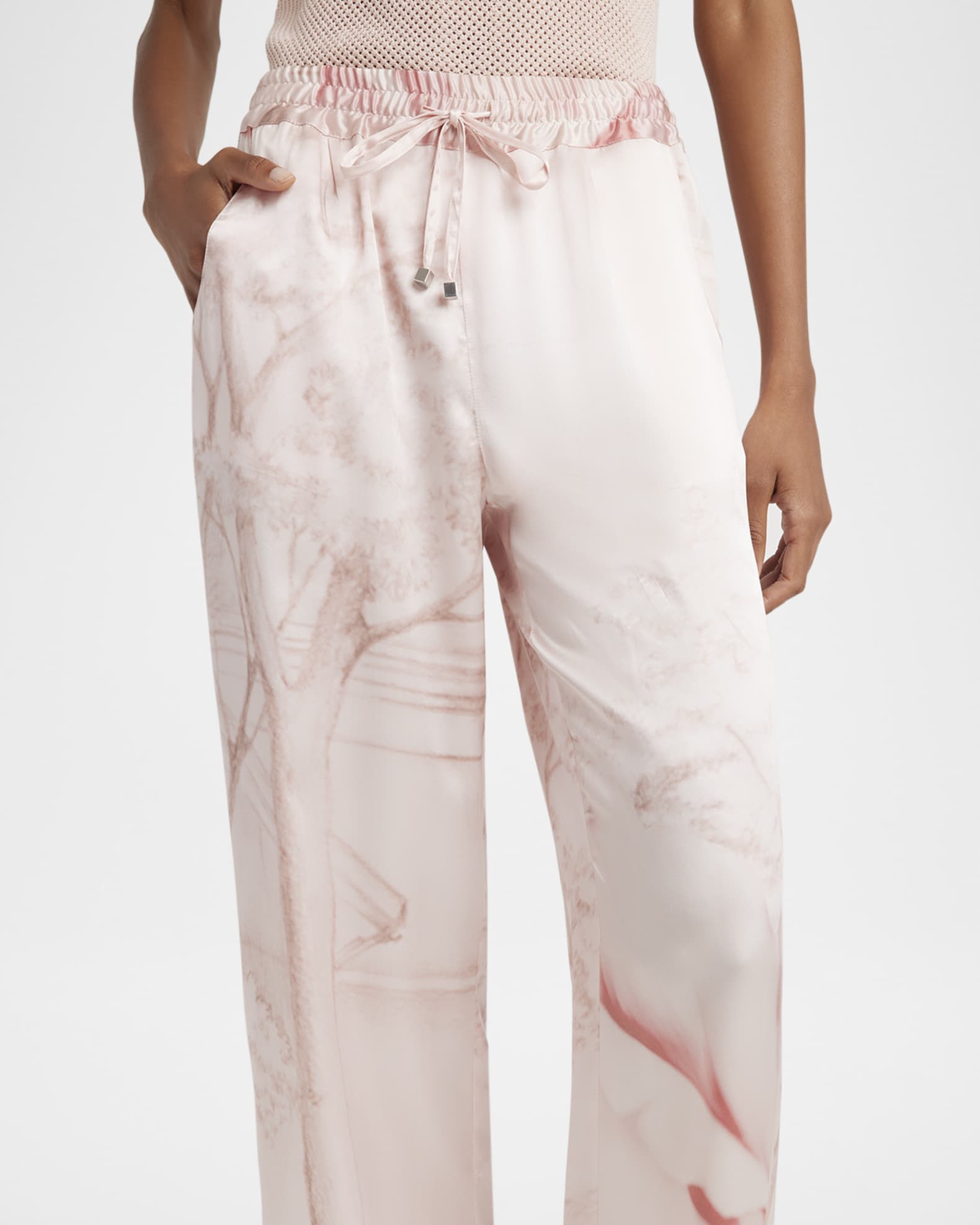Kiton Wide-Leg Silk Drawstring Pants | Neiman Marcus