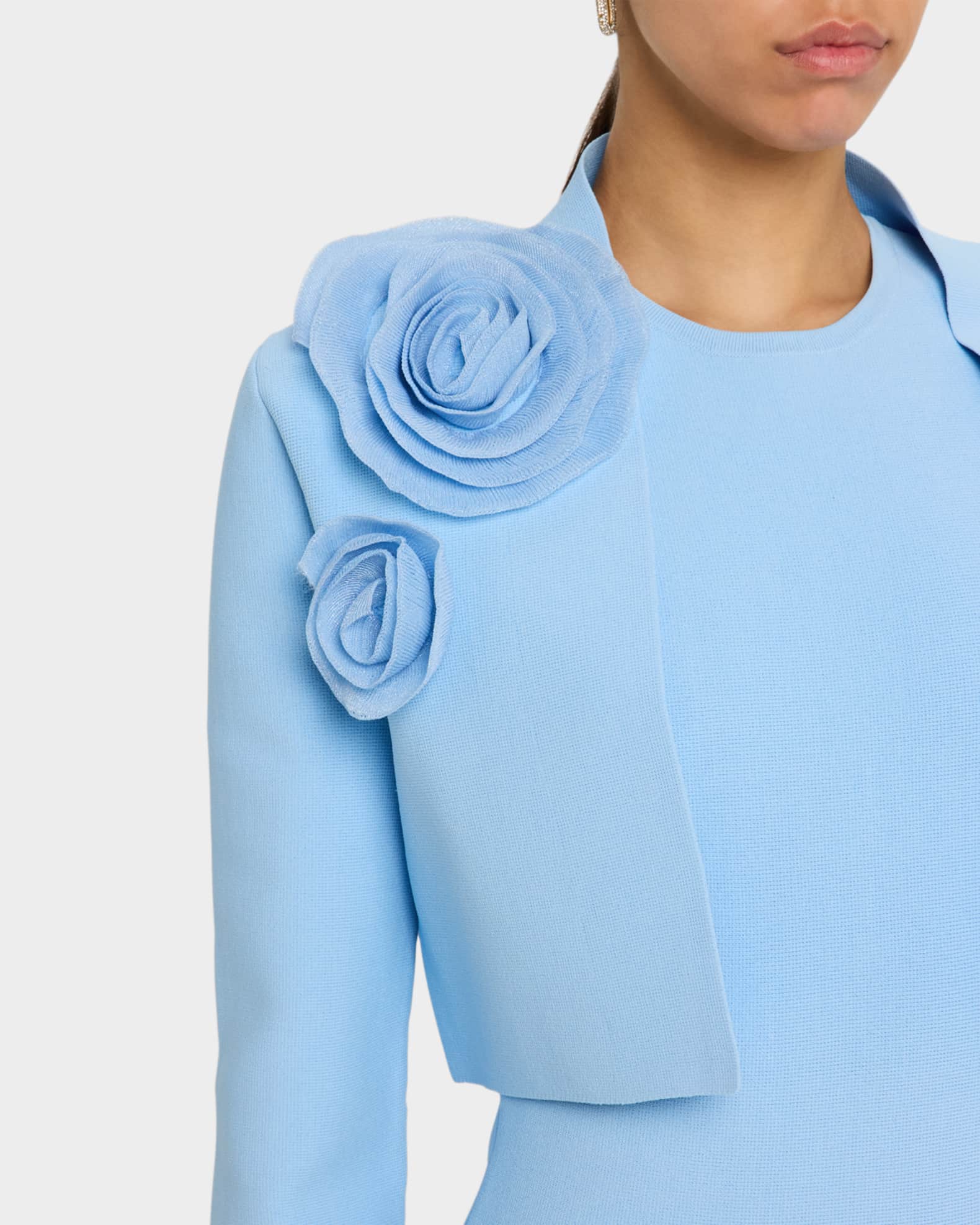 Lela Rose Rose Detail Knit Bolero Jacket | Neiman Marcus