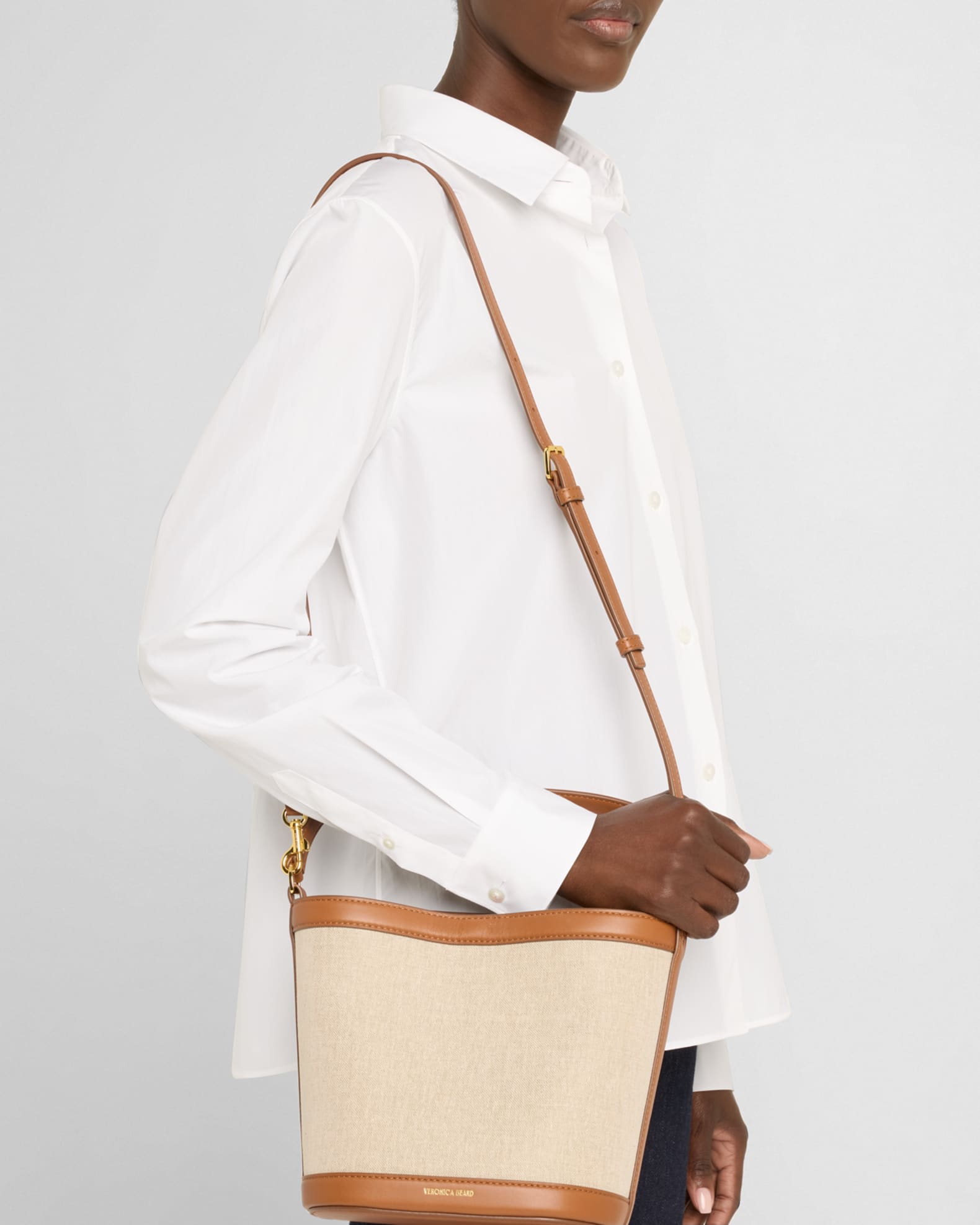 Veronica Beard Small Canvas Bucket Bag | Neiman Marcus