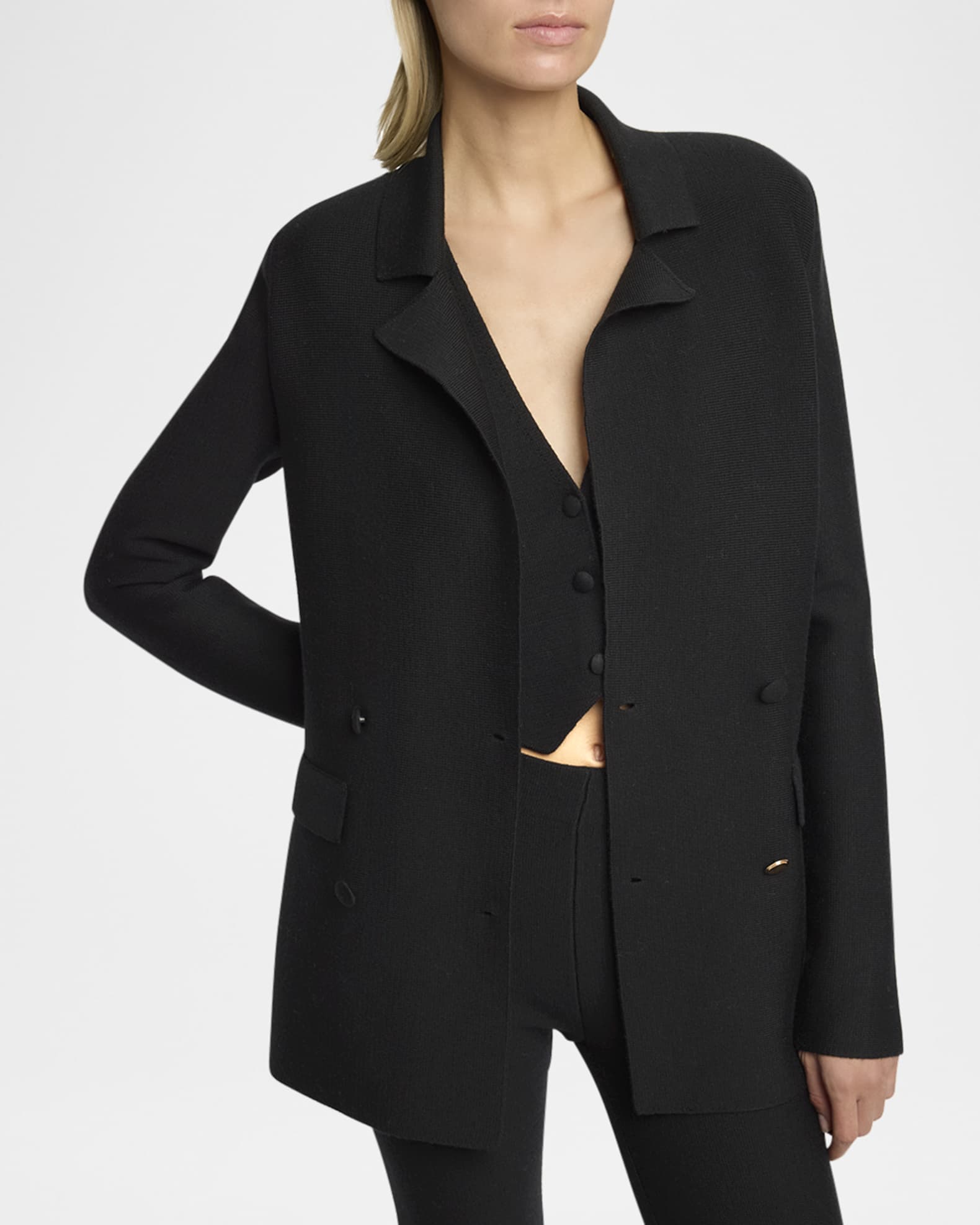 Gabriela Hearst Bowen Double-Breasted Knit Jacket | Neiman Marcus