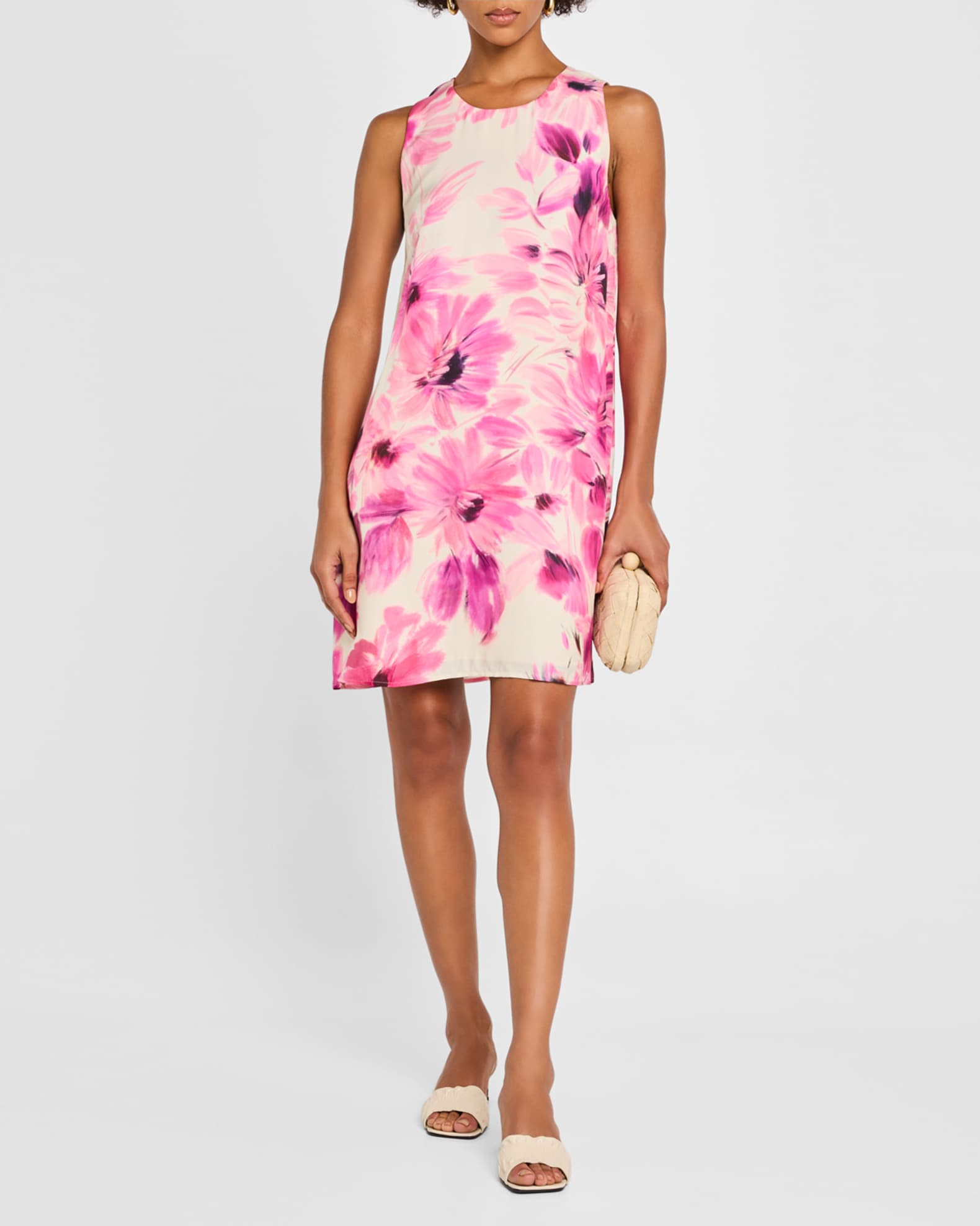 Johnny Was Kaden Sleeveless Floral-Print Twill Mini Dress | Neiman Marcus