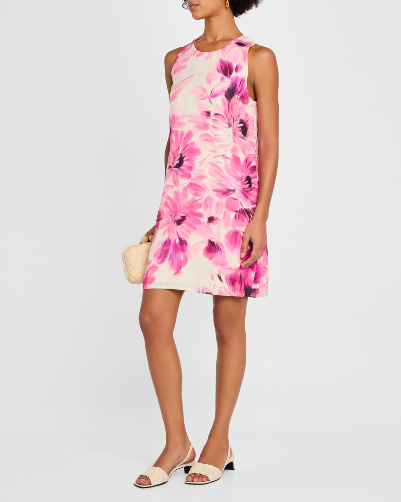 Johnny Was Kaden Sleeveless Floral-Print Twill Mini Dress | Neiman Marcus