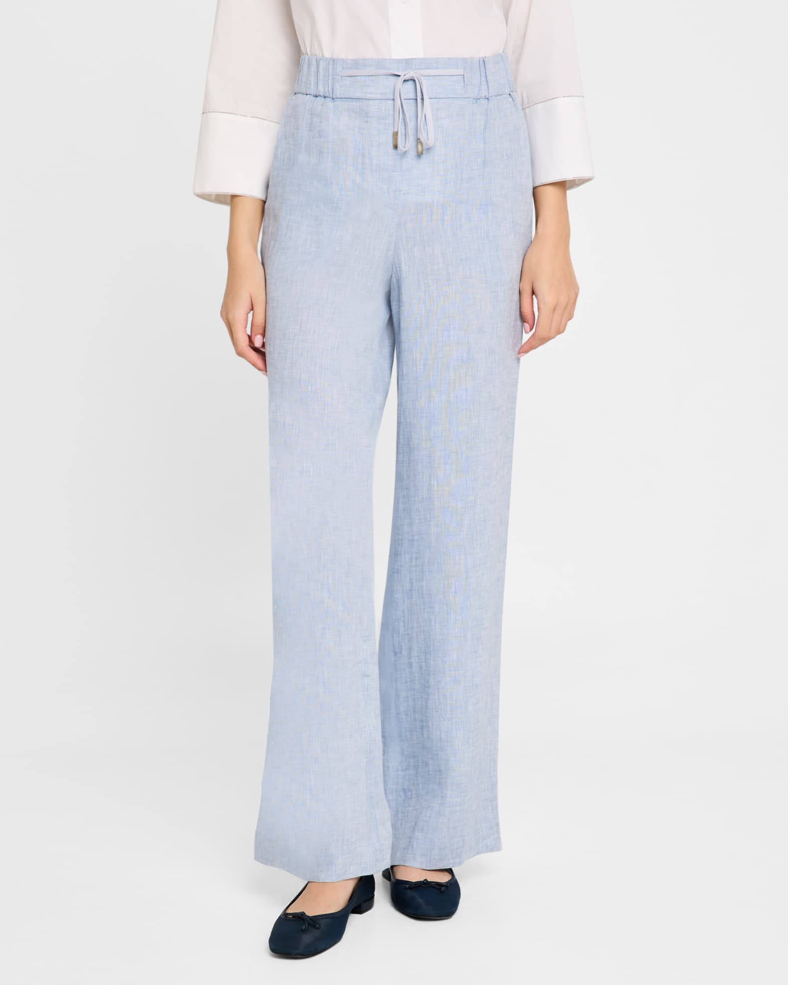 Peserico Straight-Leg Linen Drawstring Pants | Neiman Marcus
