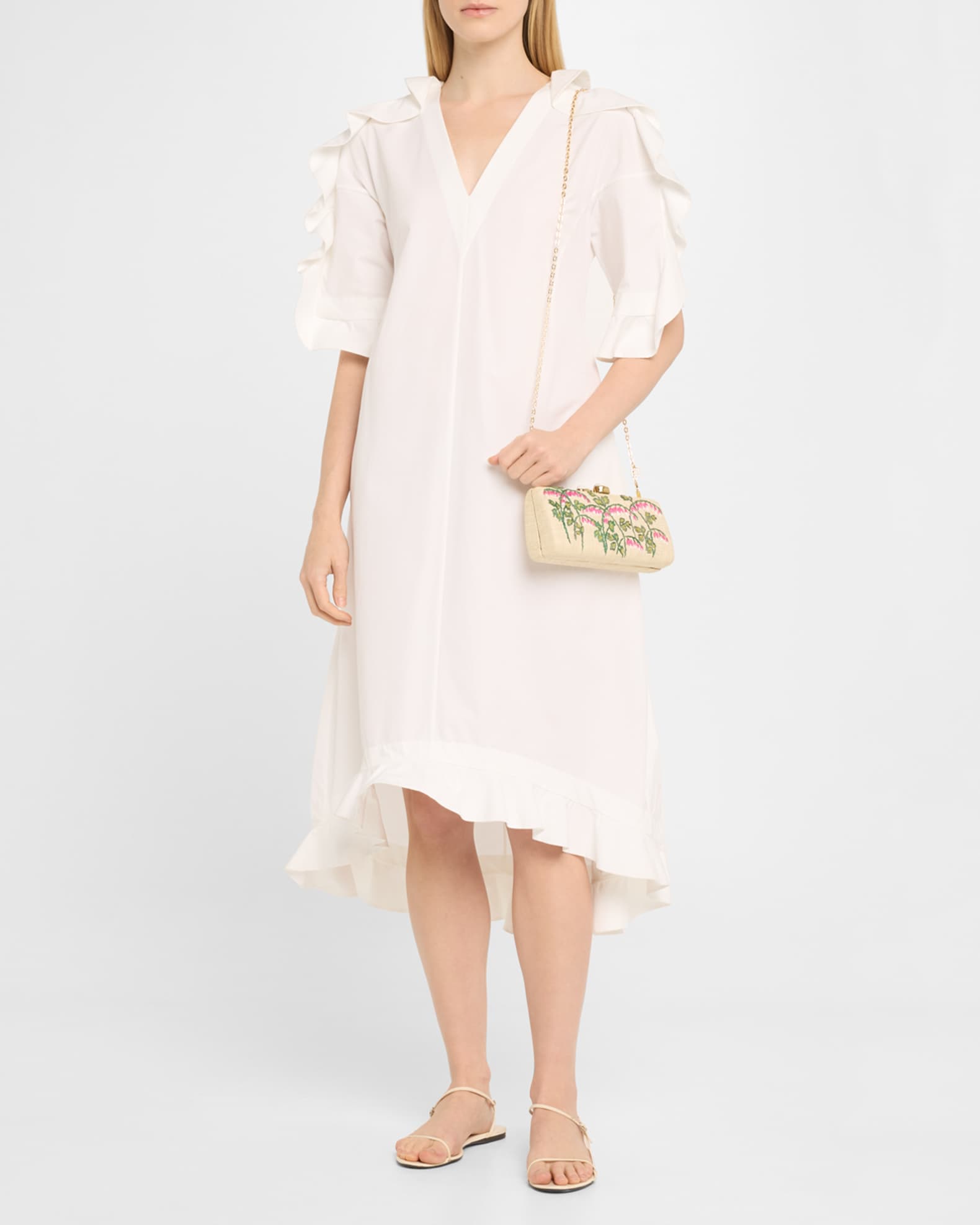 Rafe Alessandra Flower-Embroidered Long Clutch Bag | Neiman Marcus