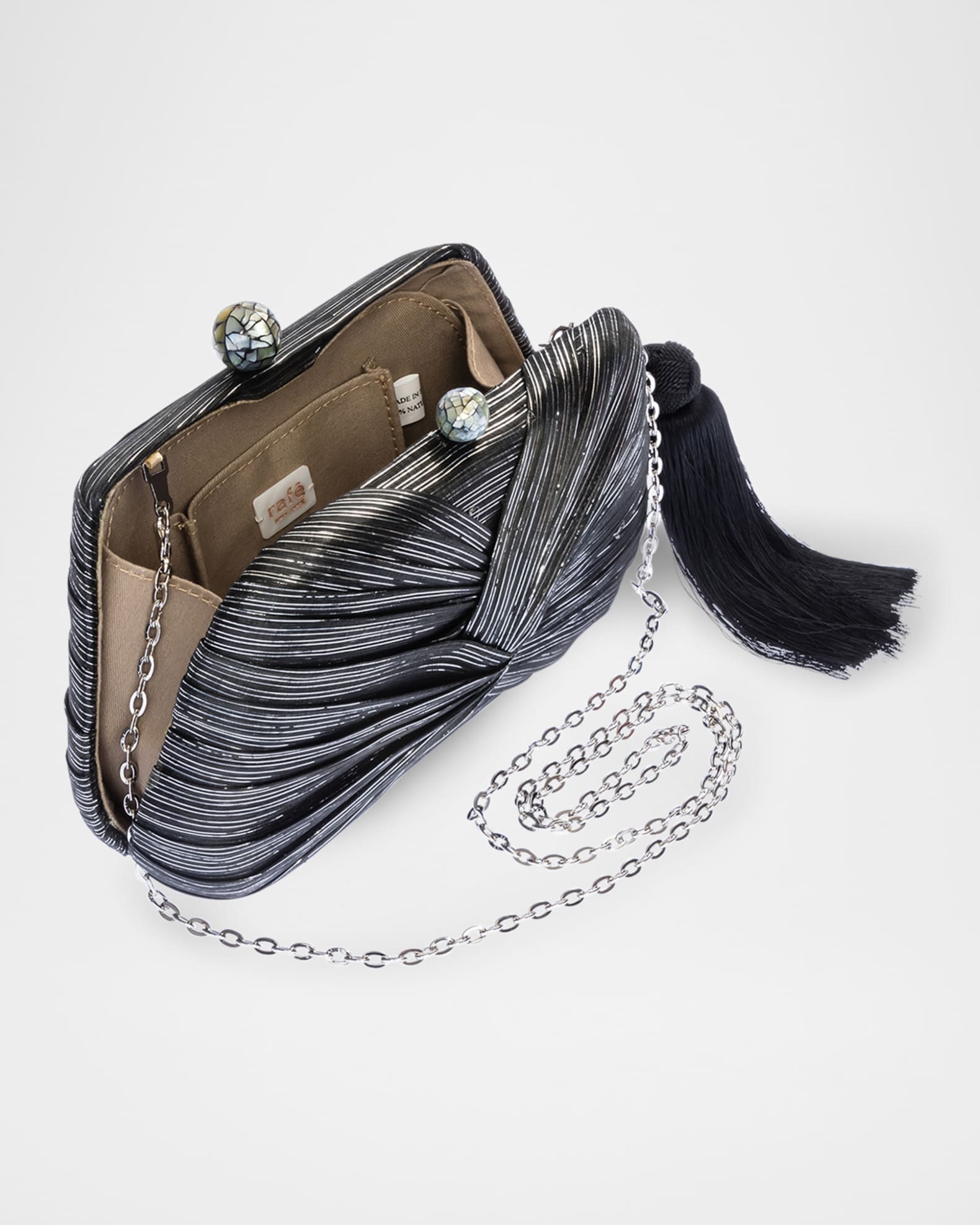 Rafe Rosie Twisted Metallic Straw Clutch Bag | Neiman Marcus