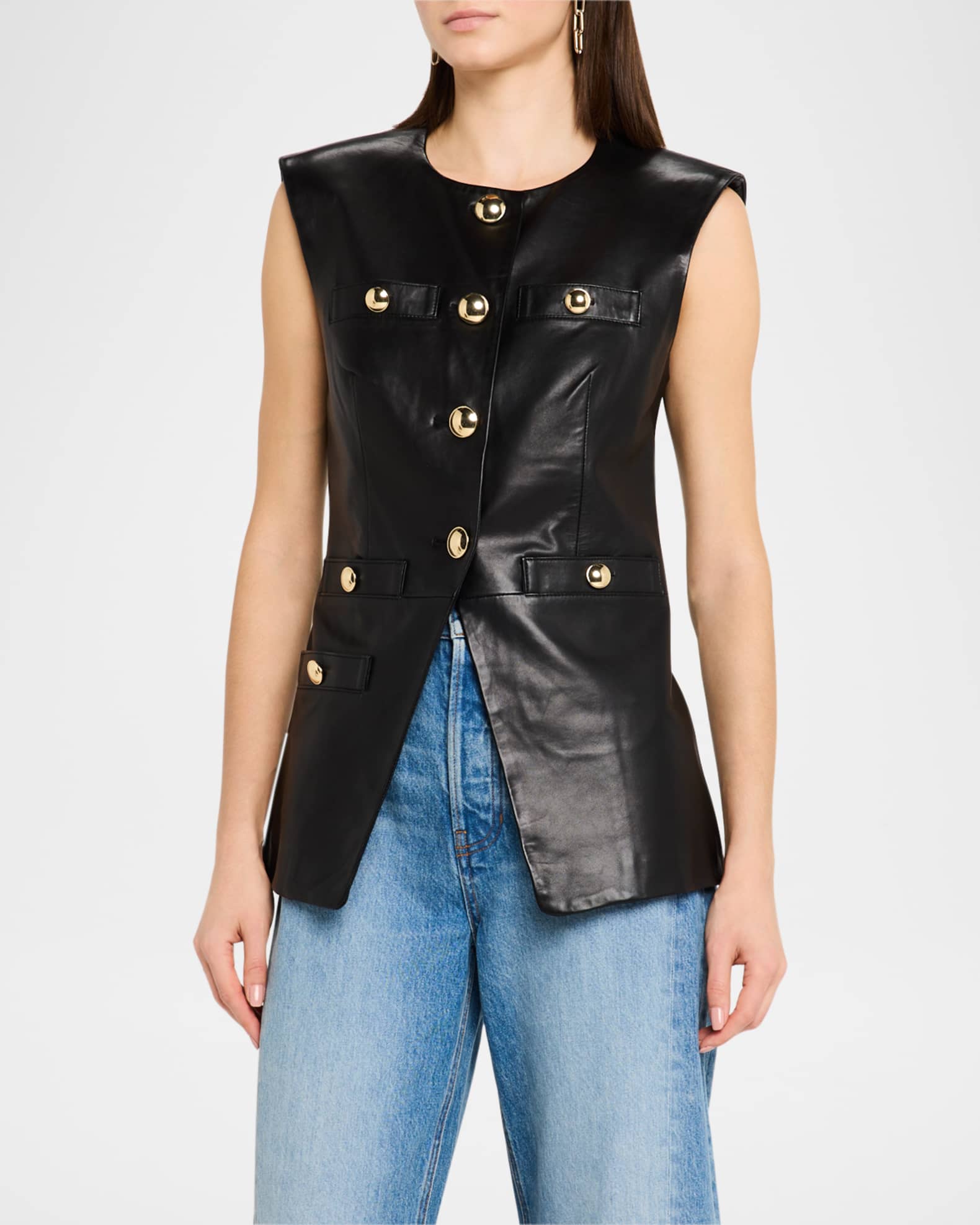 Veronica Beard Tamara Leather Vest | Neiman Marcus