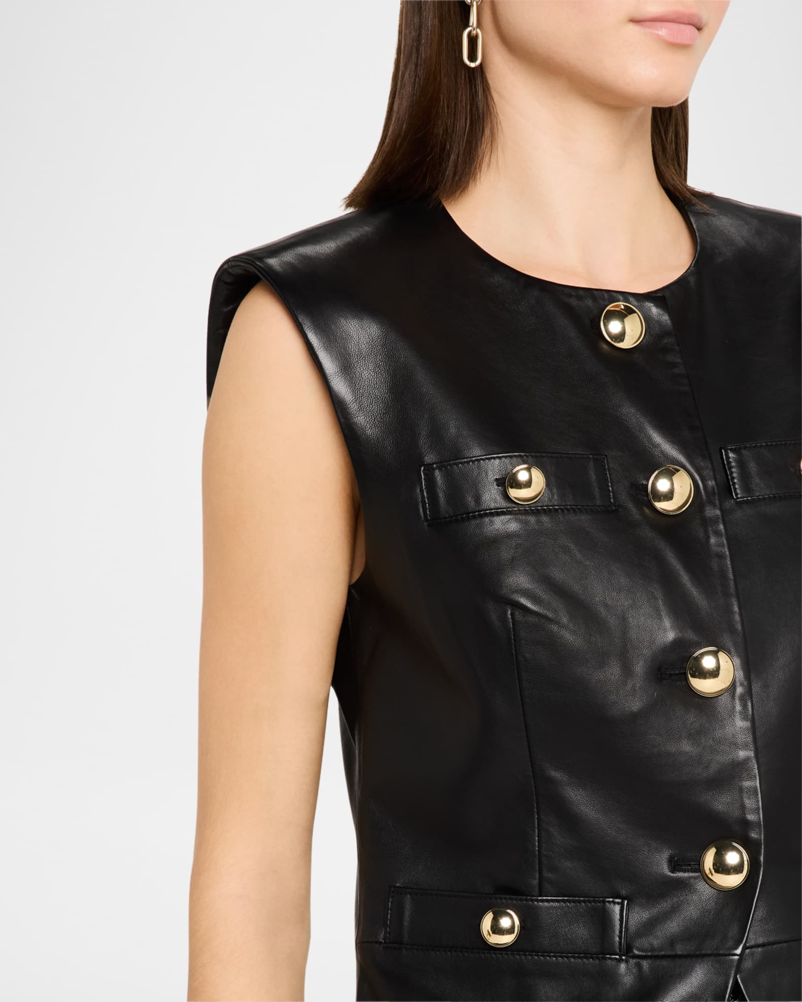Veronica Beard Tamara Leather Vest | Neiman Marcus