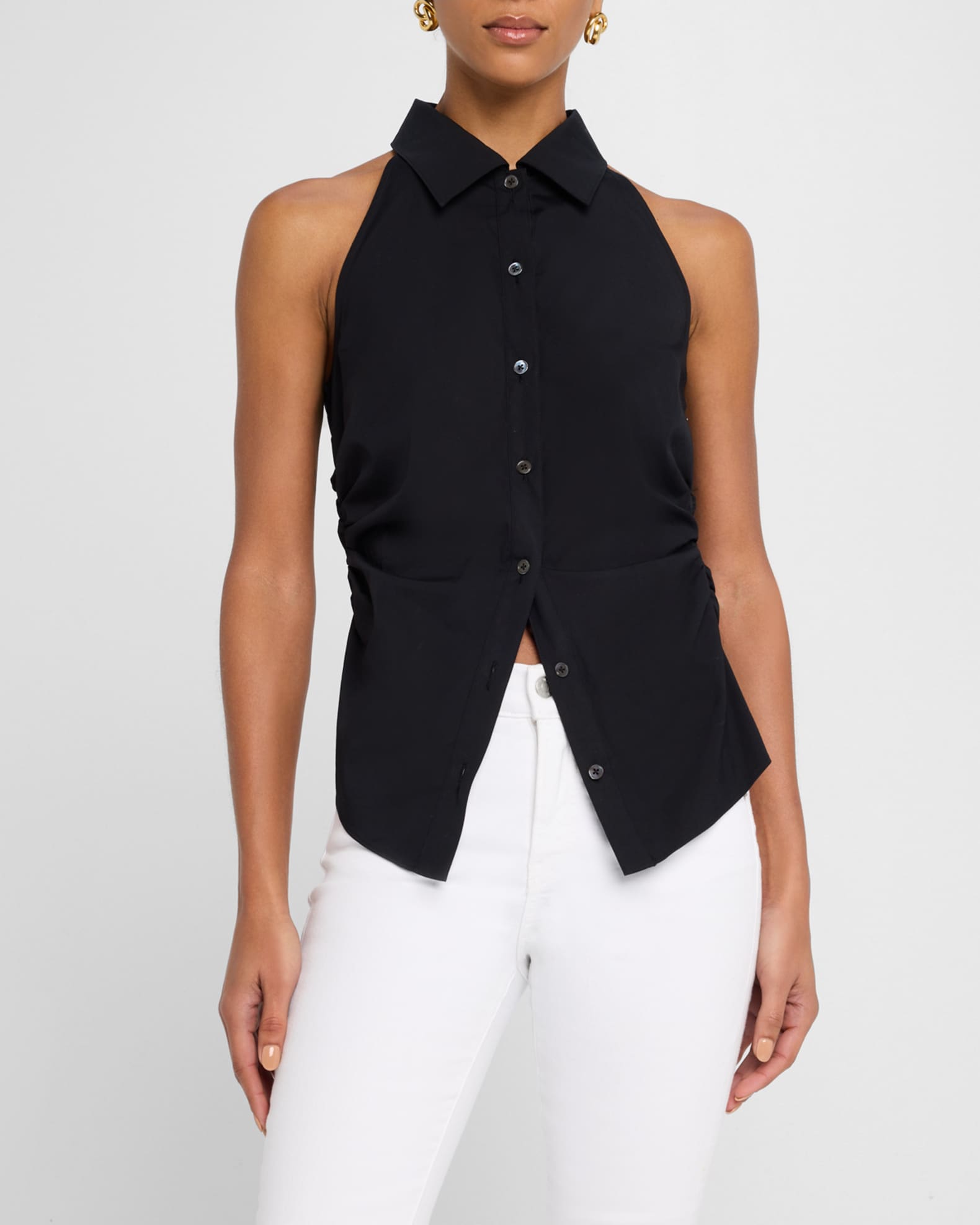 Regina Sleeveless Button-Front Shirt | Neiman Marcus