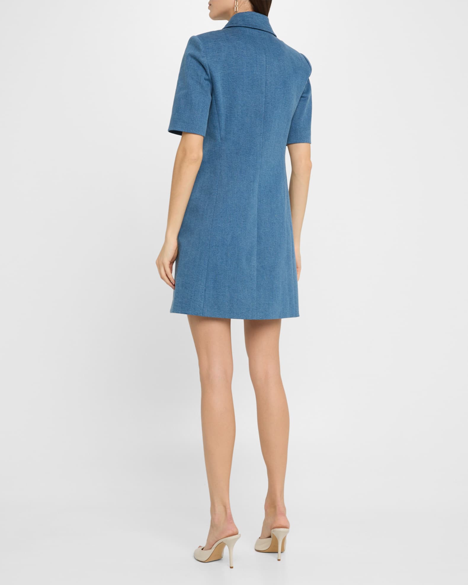 Veronica Beard Paige Short-Sleeve Denim Mini Dress | Neiman Marcus