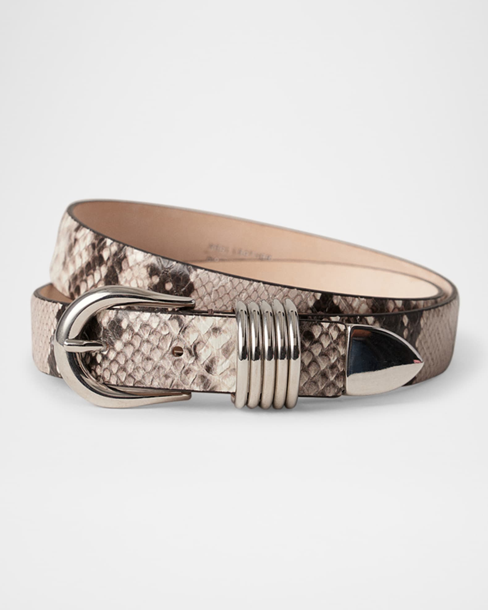 Dehanche Hollyhock Snake-Print Leather Belt | Neiman Marcus