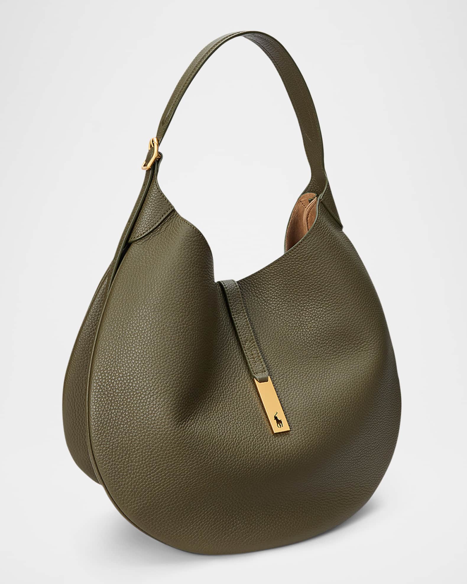 Polo Ralph Lauren Polo ID Medium Pebbled Leather Shoulder Bag | Neiman ...