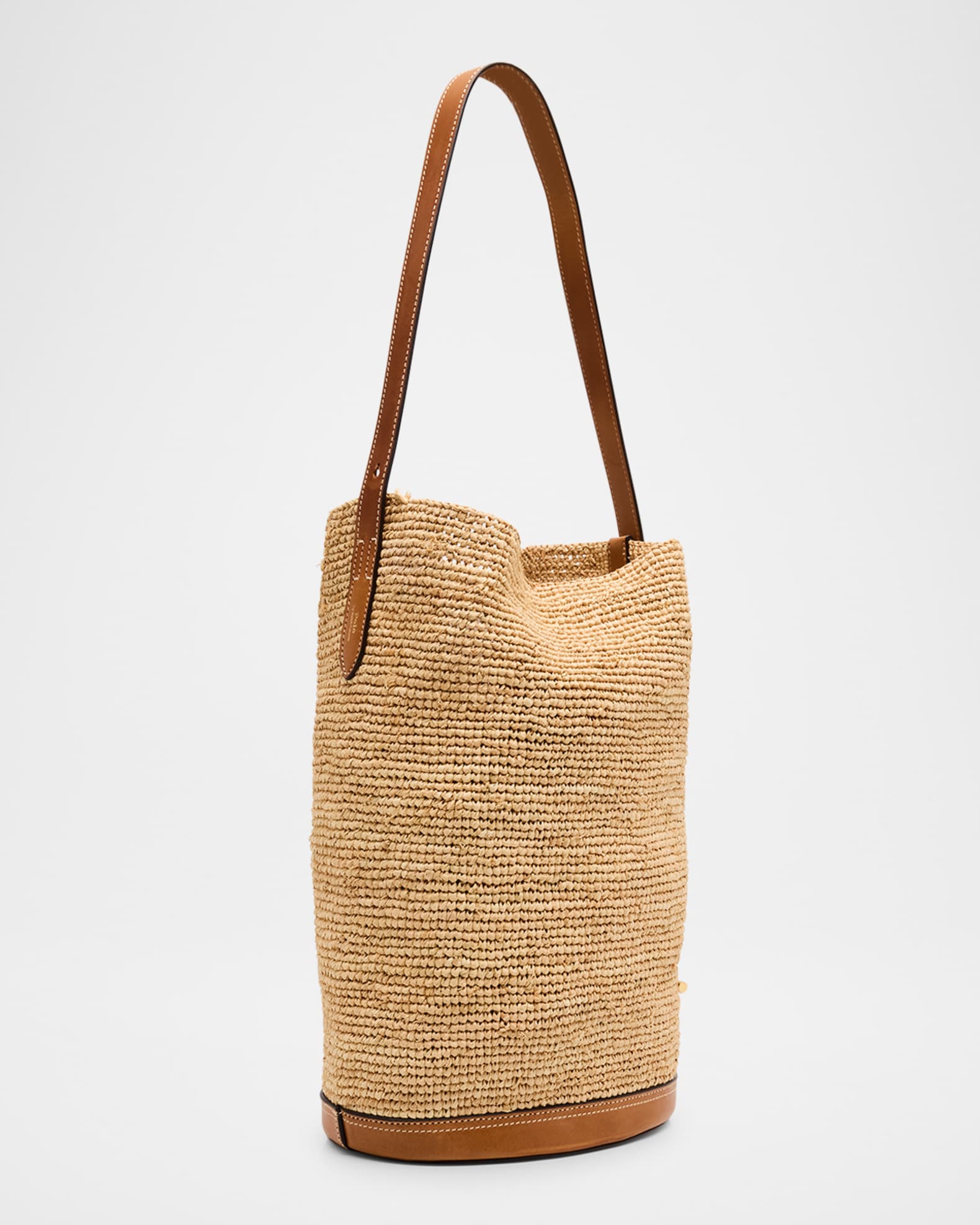 Polo Ralph Lauren Polo ID Medium Sling Bucket Bag in Raffia and Leather ...