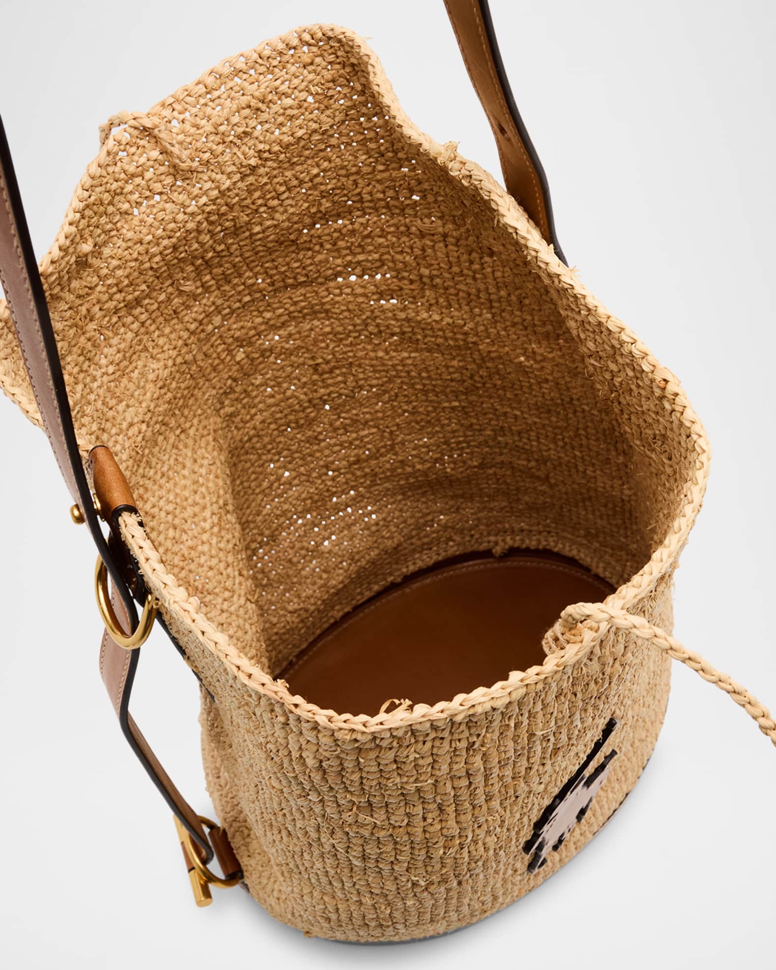 Polo Ralph Lauren Polo ID Medium Sling Bucket Bag in Raffia and Leather ...