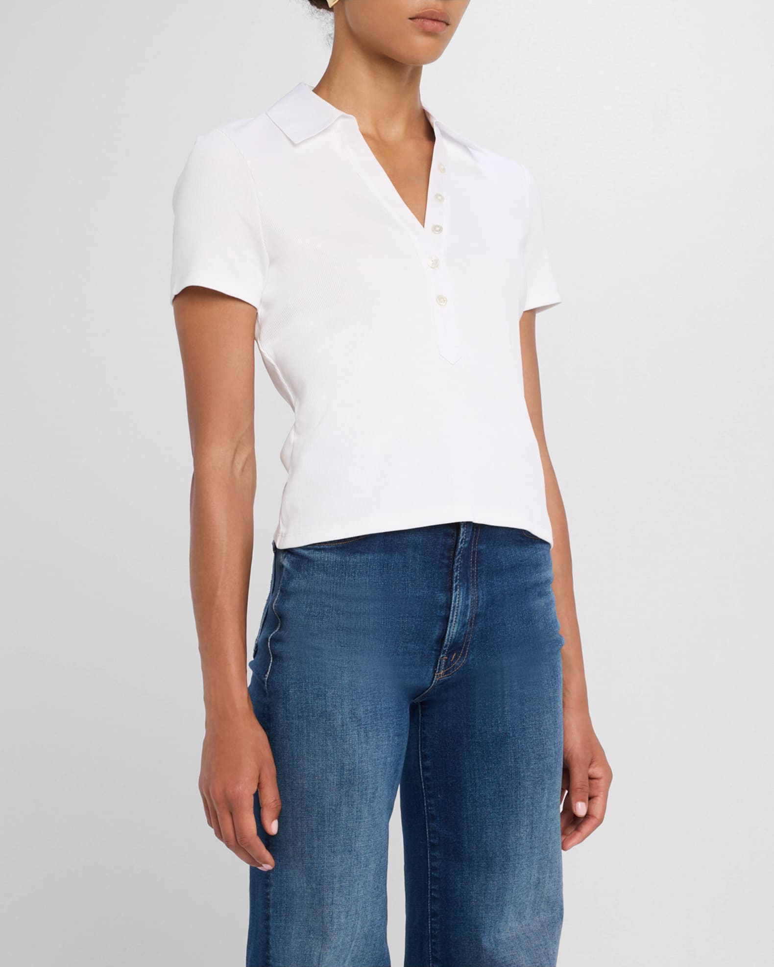 Veronica Beard Kearney Short-Sleeve Polo Tee | Neiman Marcus