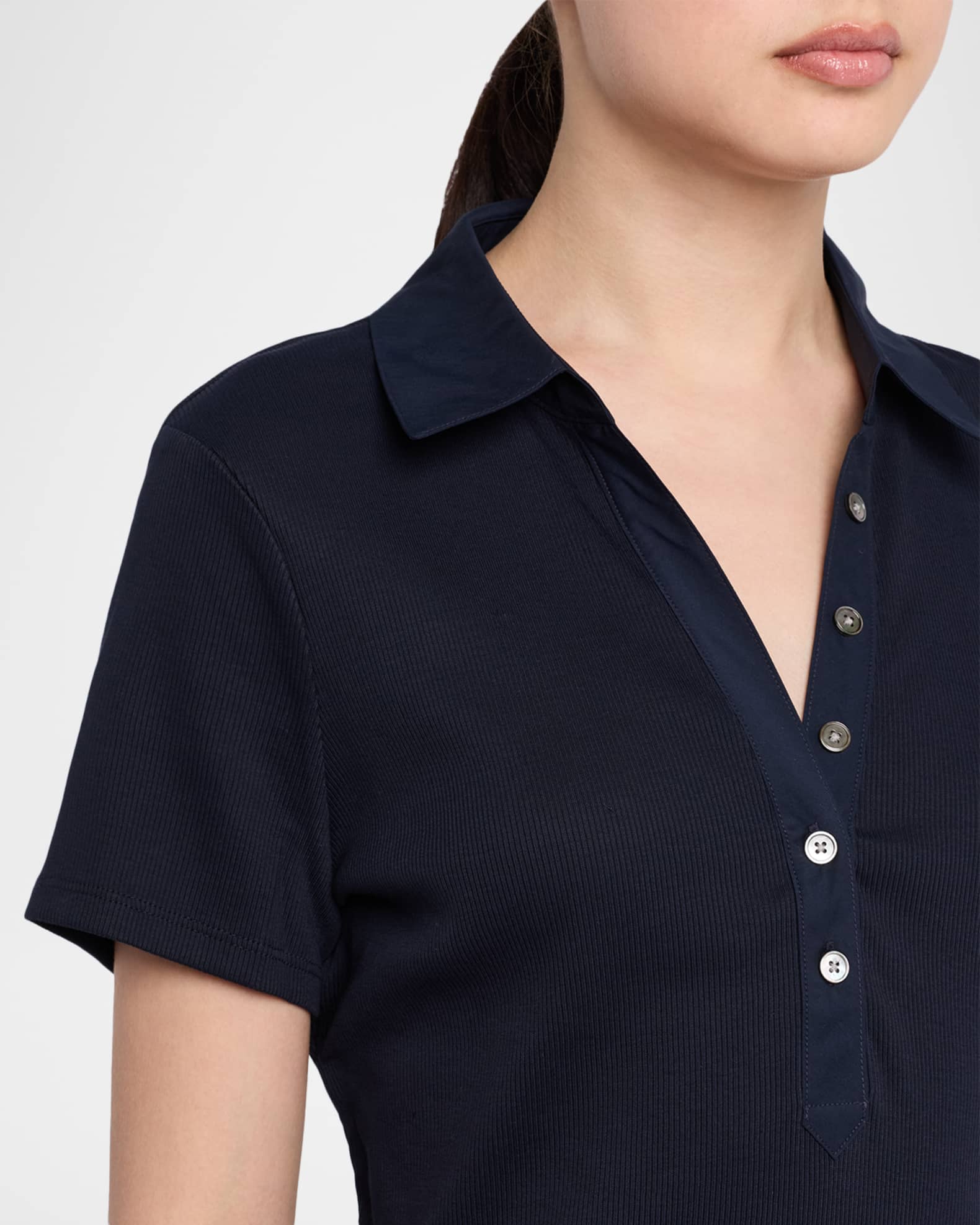Veronica Beard Kearney Short-Sleeve Polo Tee | Neiman Marcus