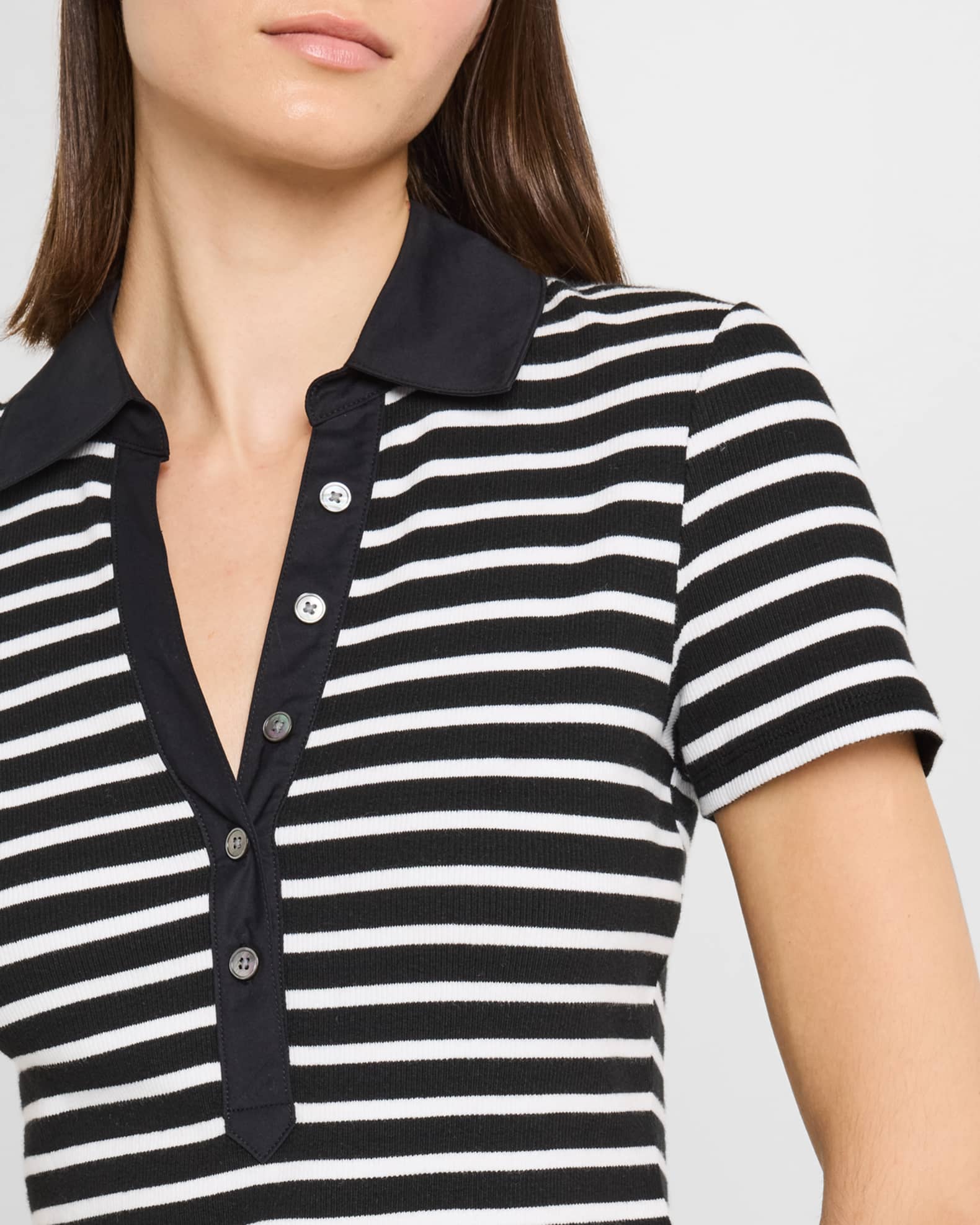 Veronica Beard Kearney Short-Sleeve Polo Tee | Neiman Marcus