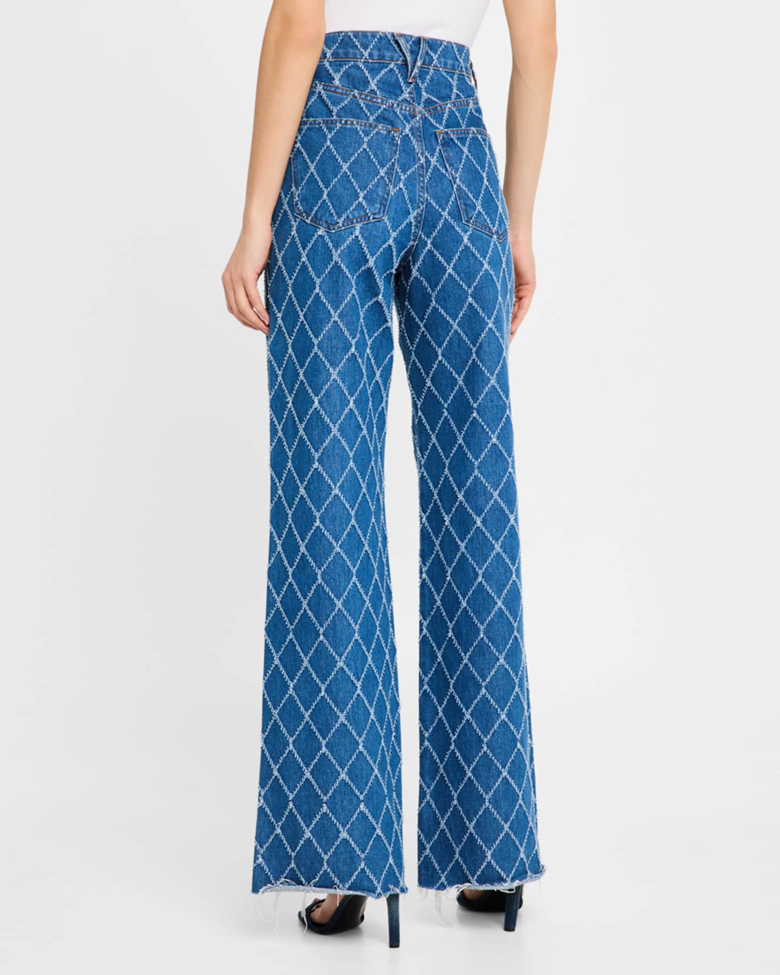 Veronica Beard Taylor Diamond-Print High-Rise Wide-Leg Jeans | Neiman ...
