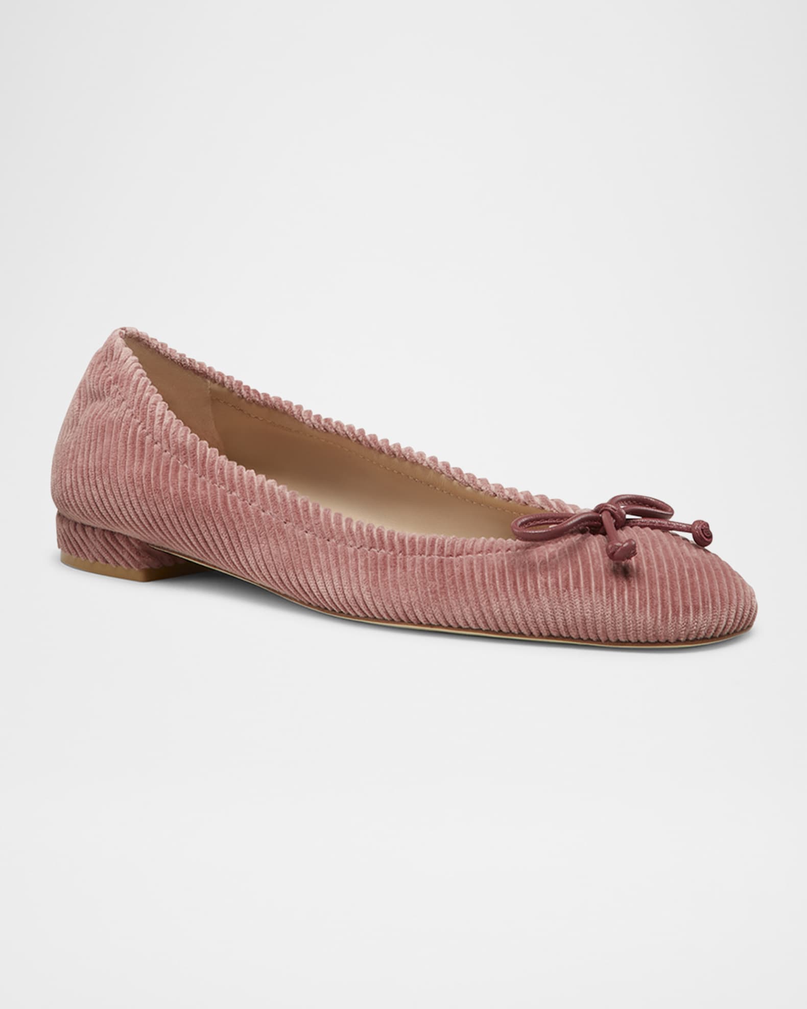 Stuart Weitzman Bria Corduroy Bow Ballerina Flats | Neiman Marcus