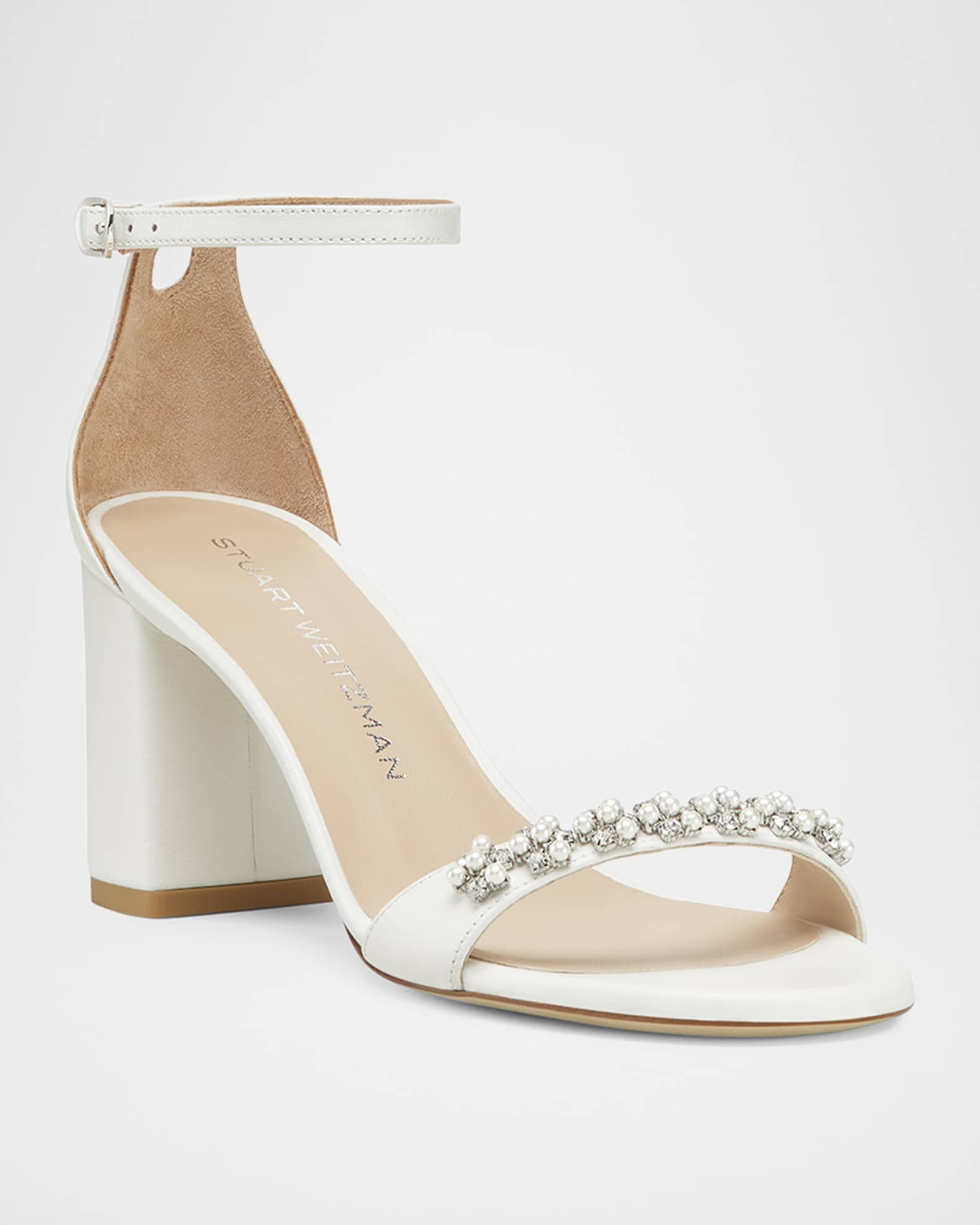 Stuart Weitzman Nudist Poppy Embellished Ankle-Strap Sandals | Neiman ...