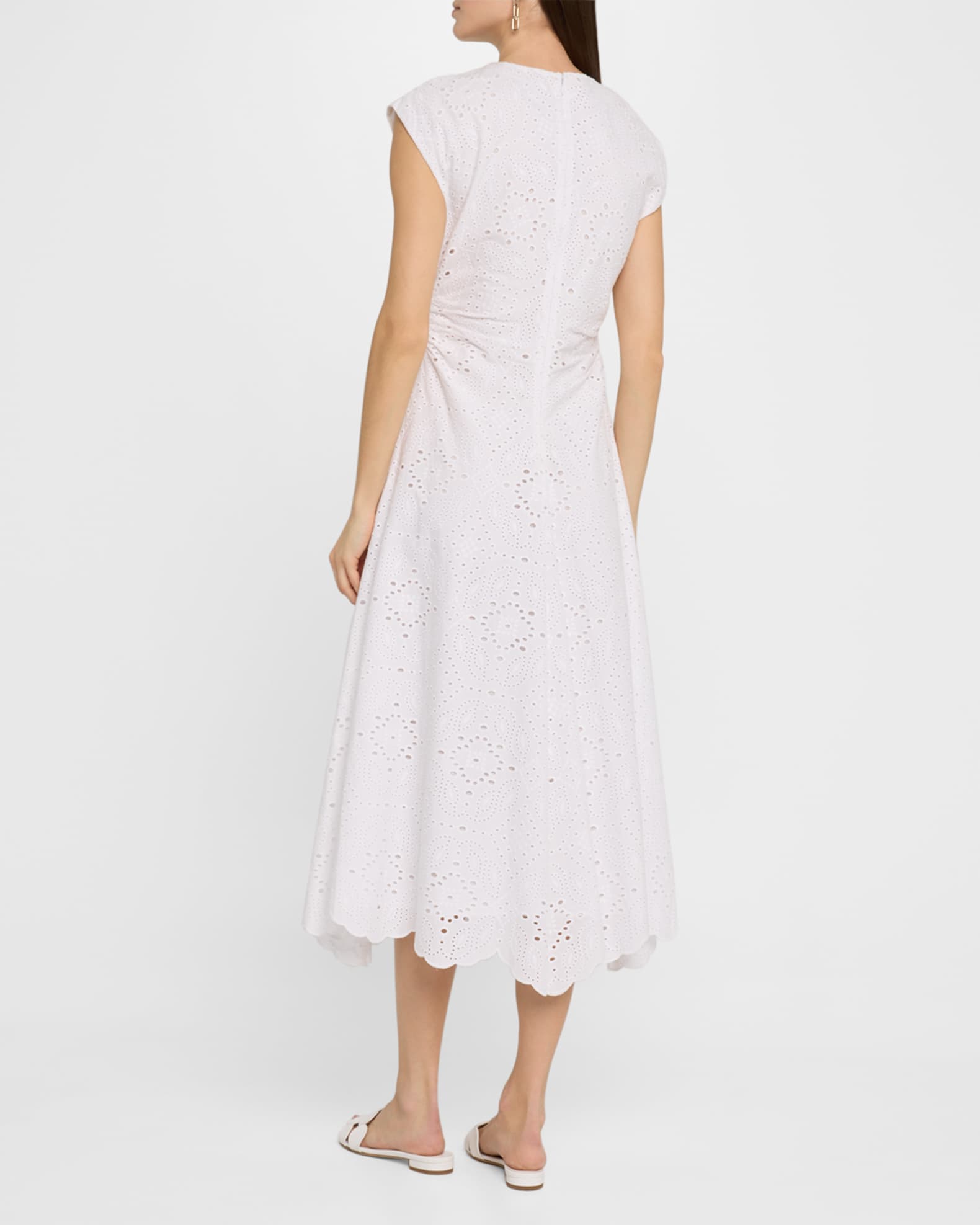 Veronica Beard Aven Eyelet A-Line Midi Dress | Neiman Marcus