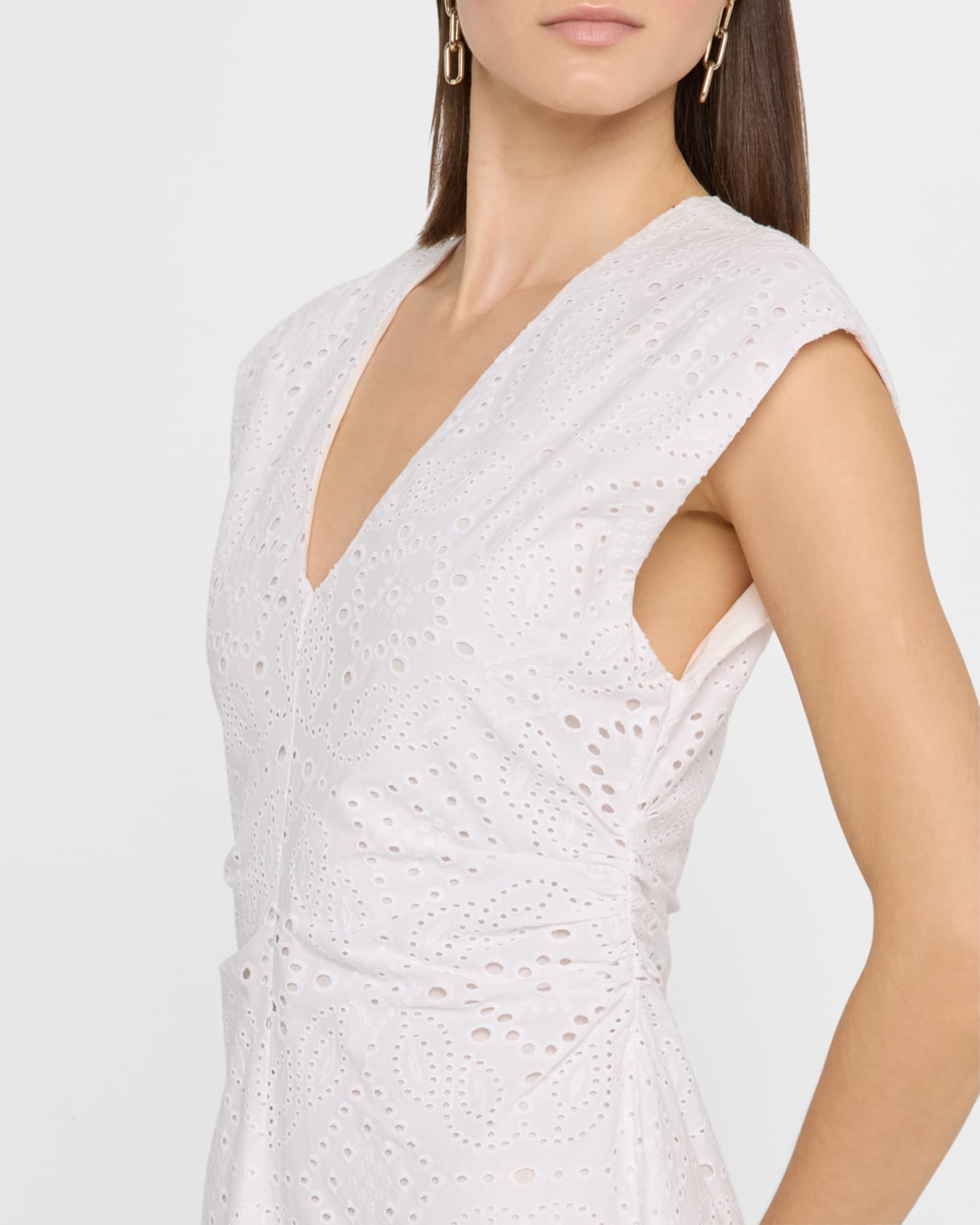 Veronica Beard Aven Eyelet A-Line Midi Dress | Neiman Marcus