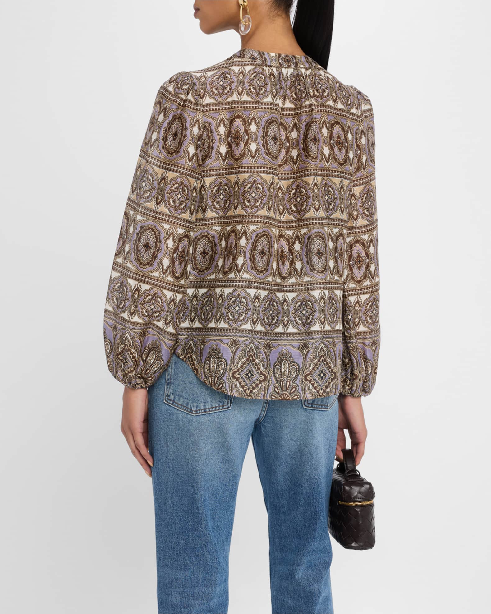 Veronica Beard Ashlynn Printed Top | Neiman Marcus