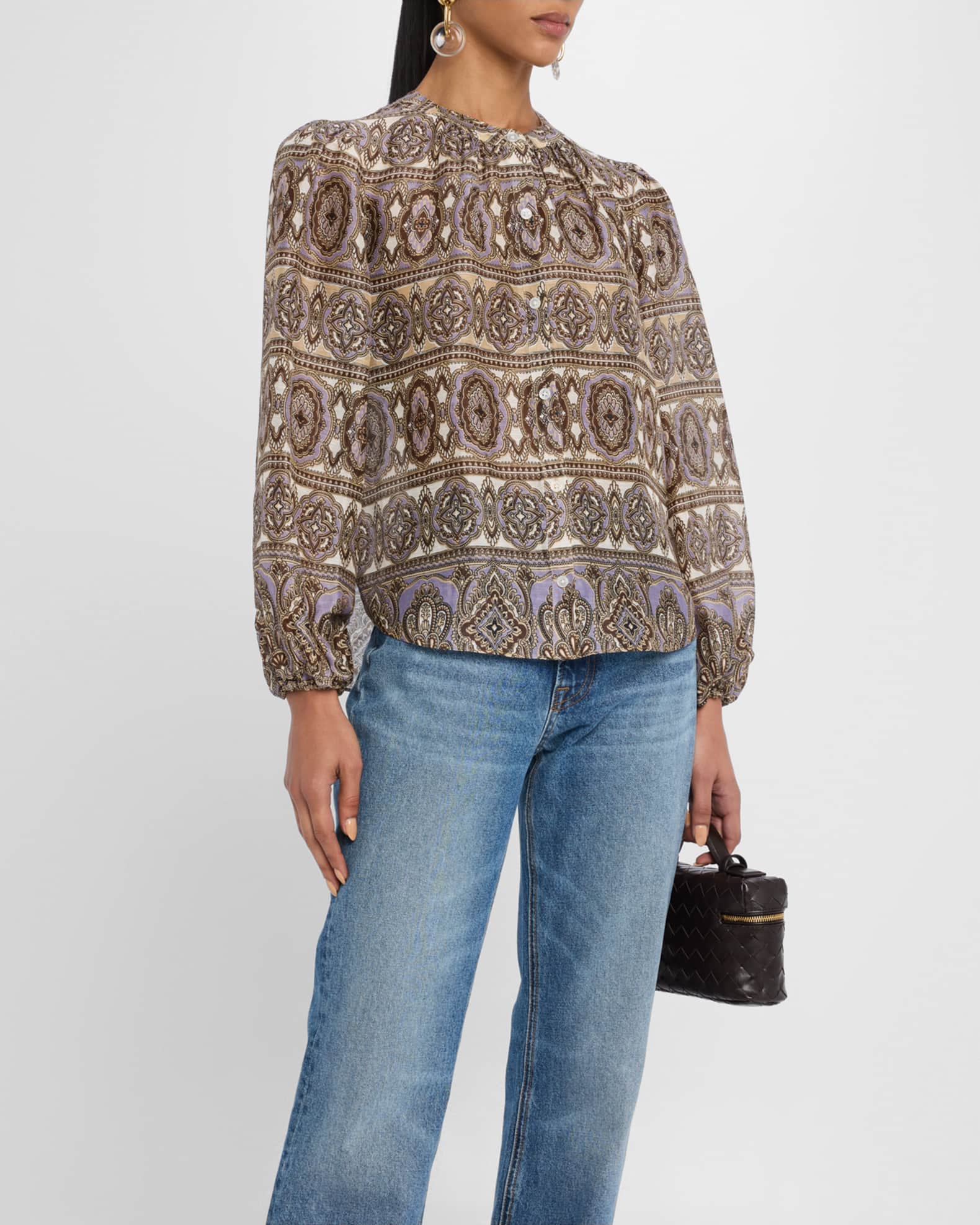 Veronica Beard Ashlynn Printed Top | Neiman Marcus
