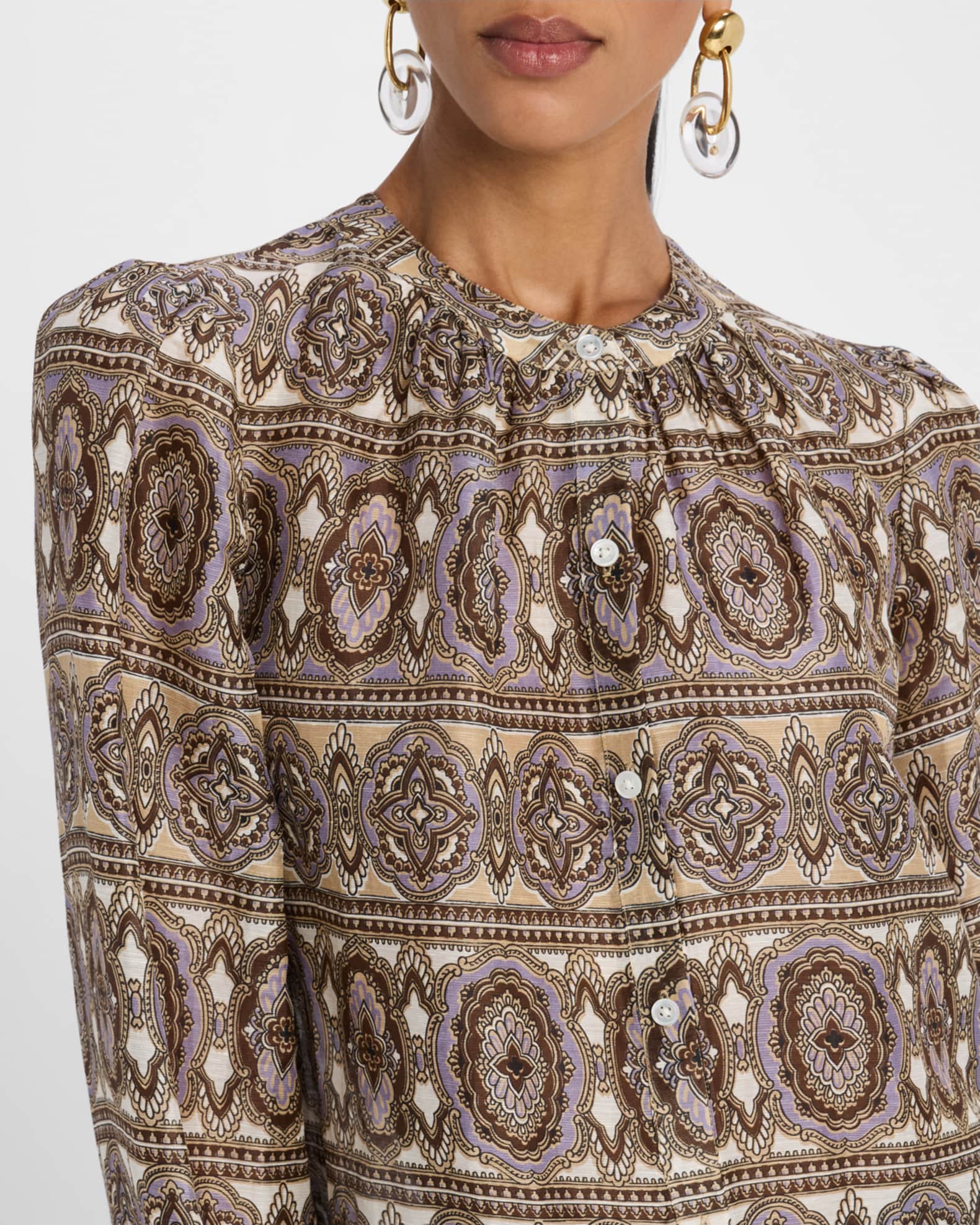 Veronica Beard Ashlynn Printed Top | Neiman Marcus