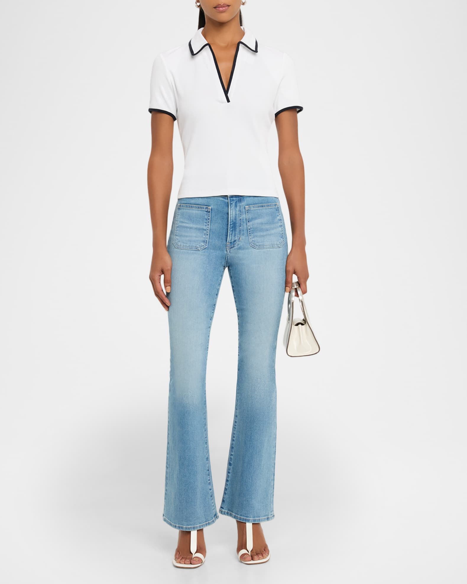 Veronica Beard Kearney Short-Sleeve Polo Tee | Neiman Marcus