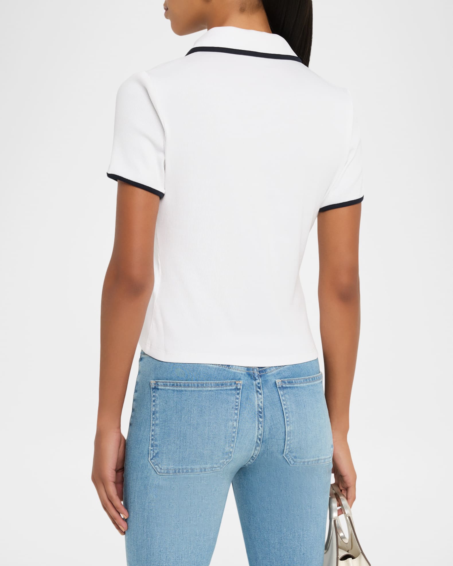 Veronica Beard Kearney Short-Sleeve Polo Tee | Neiman Marcus