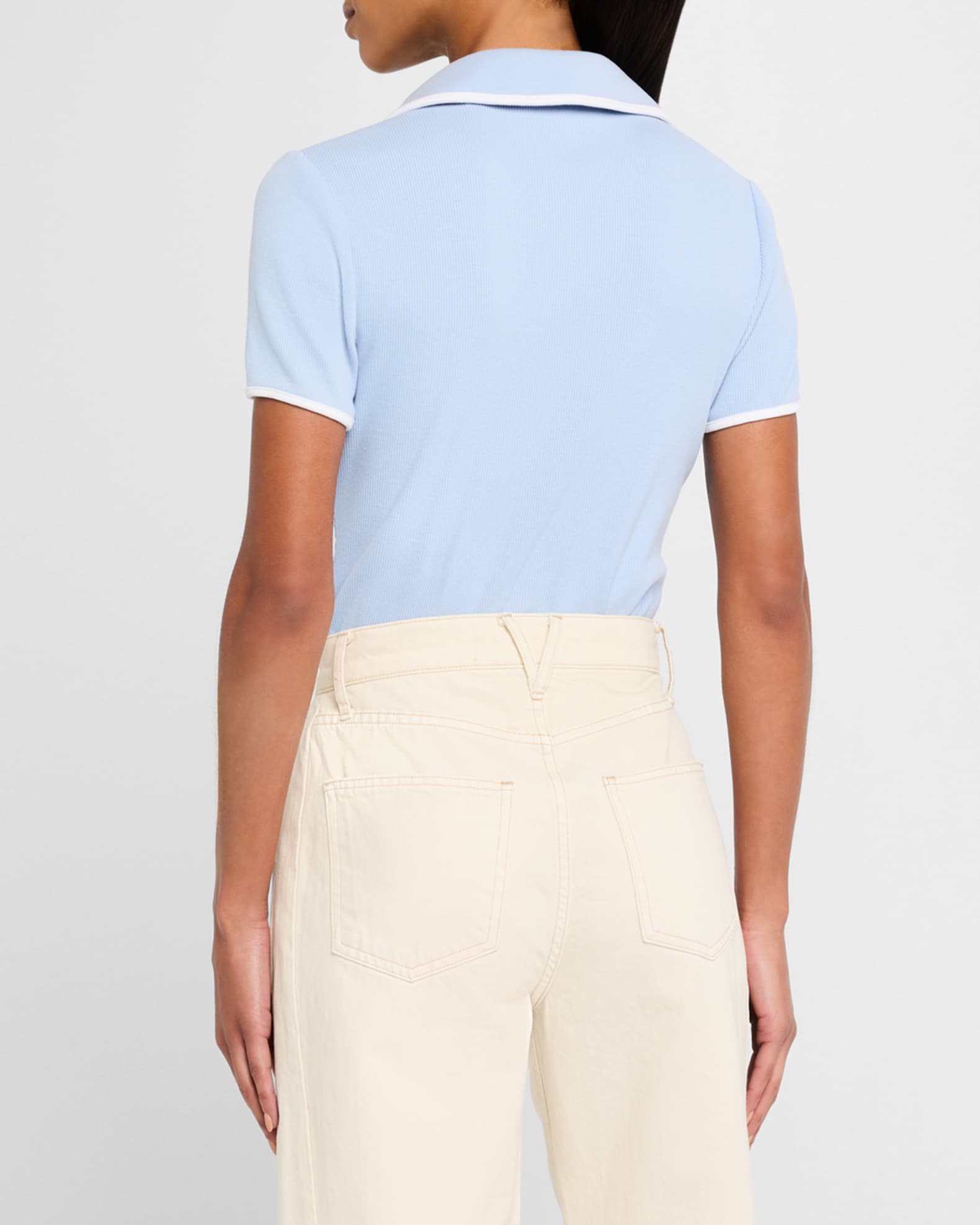 Veronica Beard Kearney Short-Sleeve Polo Tee | Neiman Marcus
