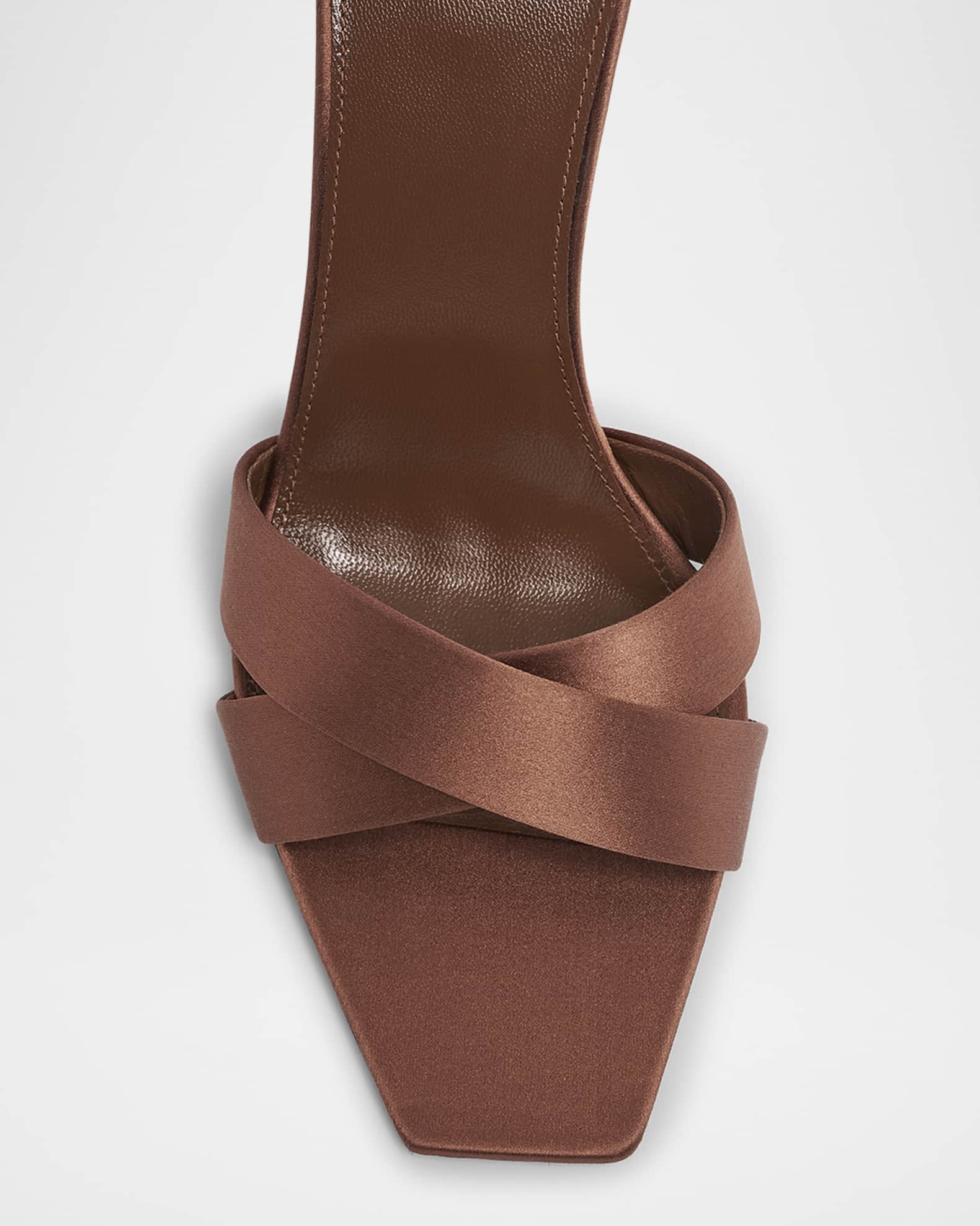 Saint Laurent Opyum YSL Logo-Heel Satin Slide Sandals | Neiman Marcus