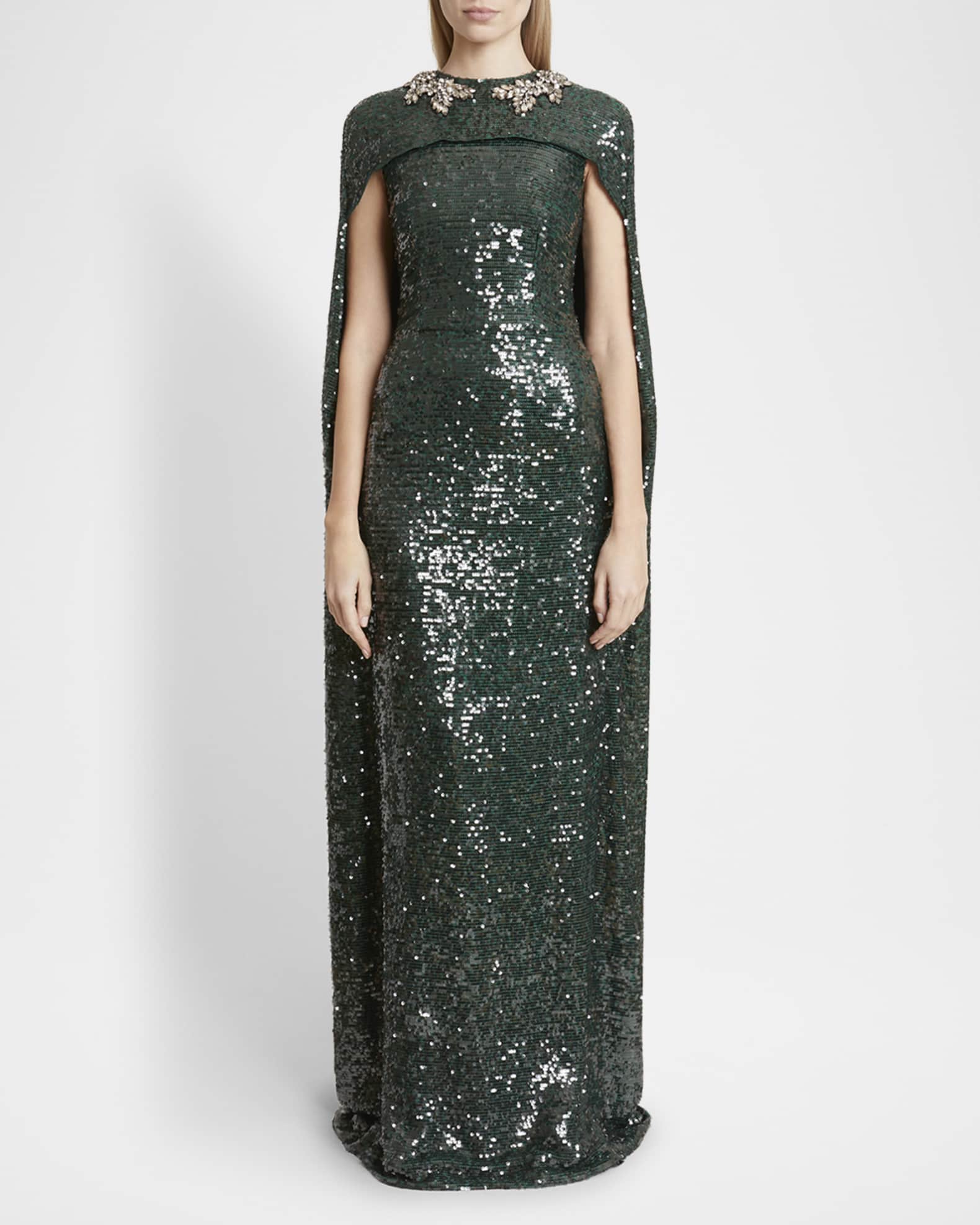 Erdem Crystal Sequined Cape Gown | Neiman Marcus