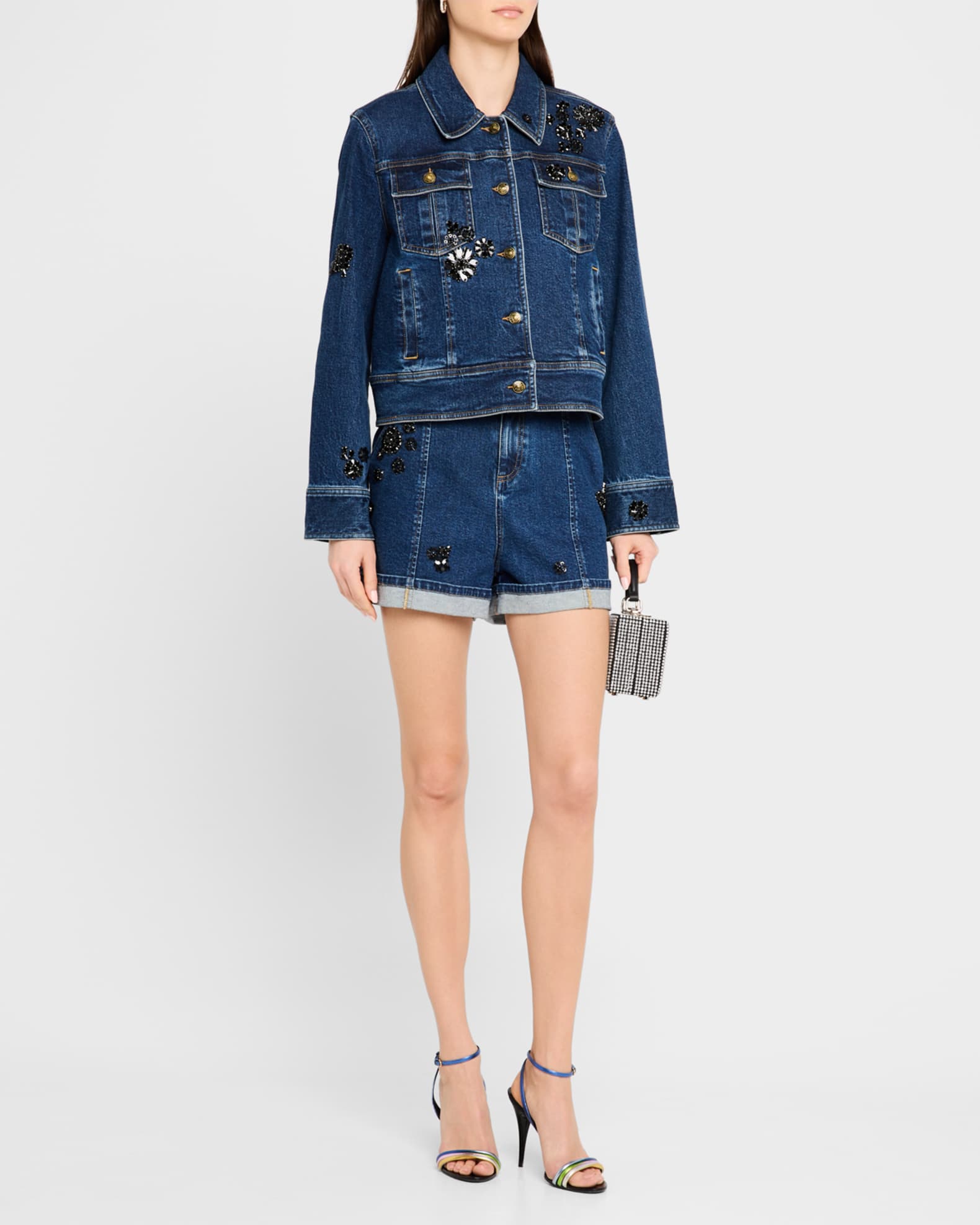Cinq a Sept Riviera Crystal Denim Jacket | Neiman Marcus