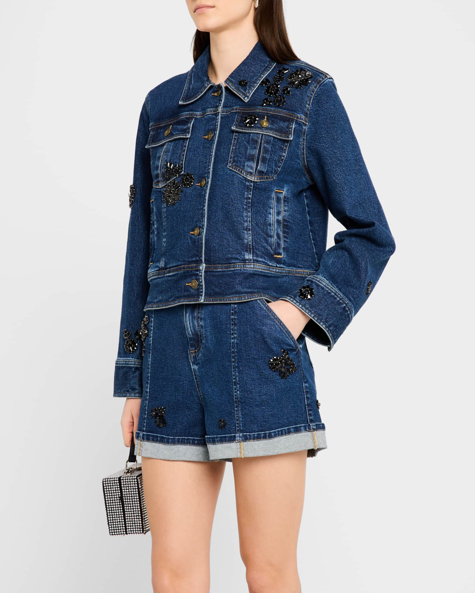 Cinq a Sept Riviera Crystal Denim Jacket | Neiman Marcus