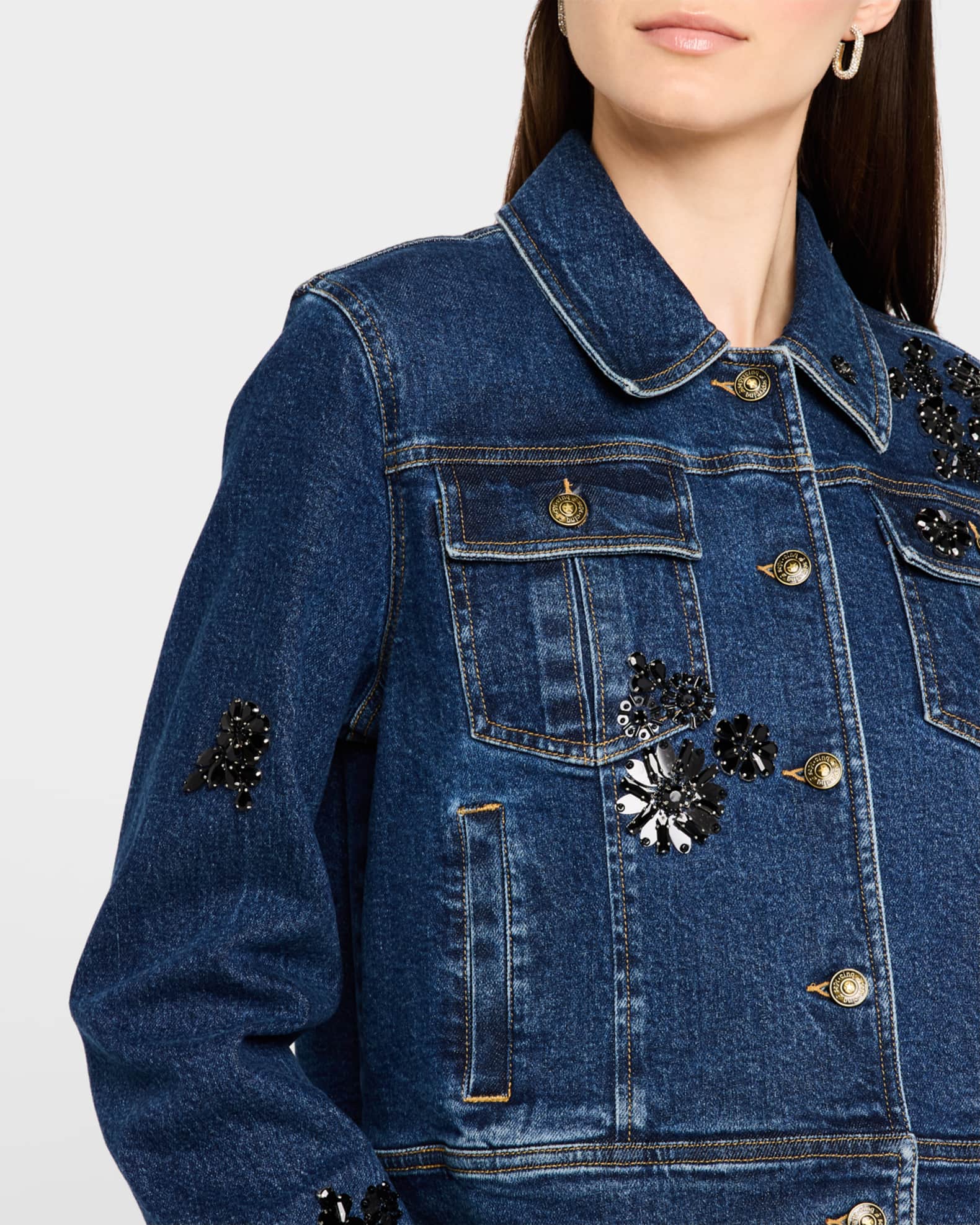Cinq a Sept Riviera Crystal Denim Jacket | Neiman Marcus